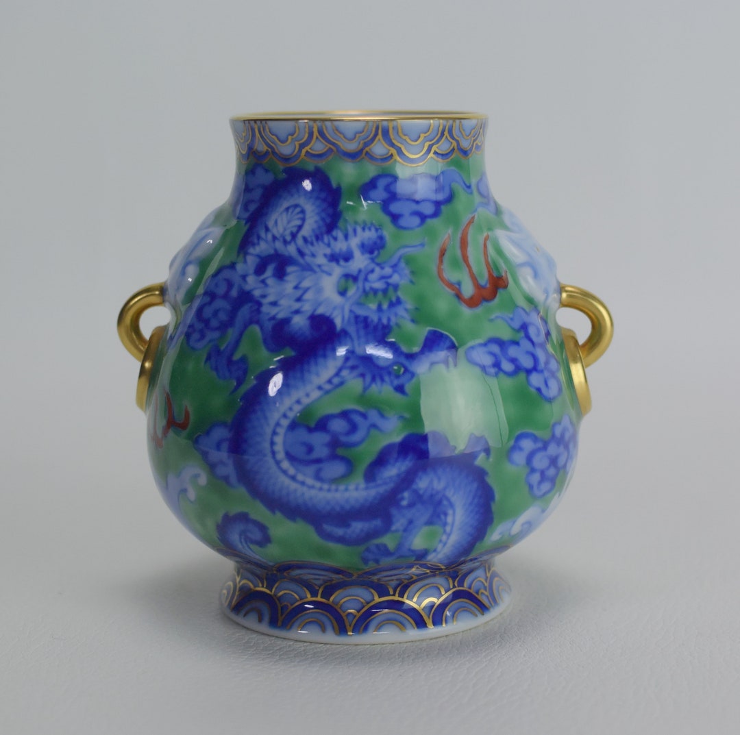 Vintage Fukagawa Vase Dragon Japanese Arita Pottery - Etsy