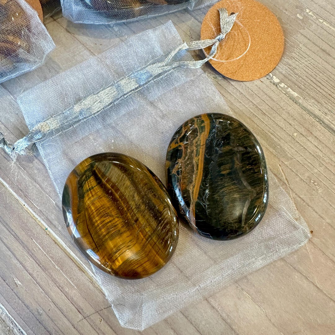 Pair of Tiger Eye Worry Stones - F217E - Etsy