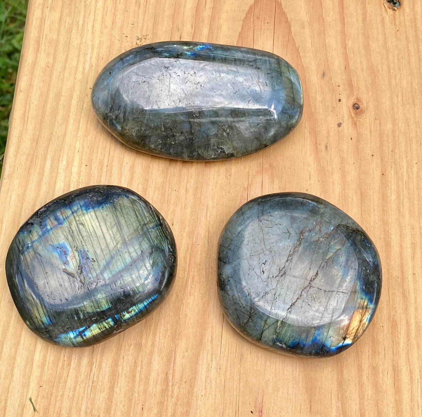 Luminescent Labradorite healing crystal geode palm stone LOT C