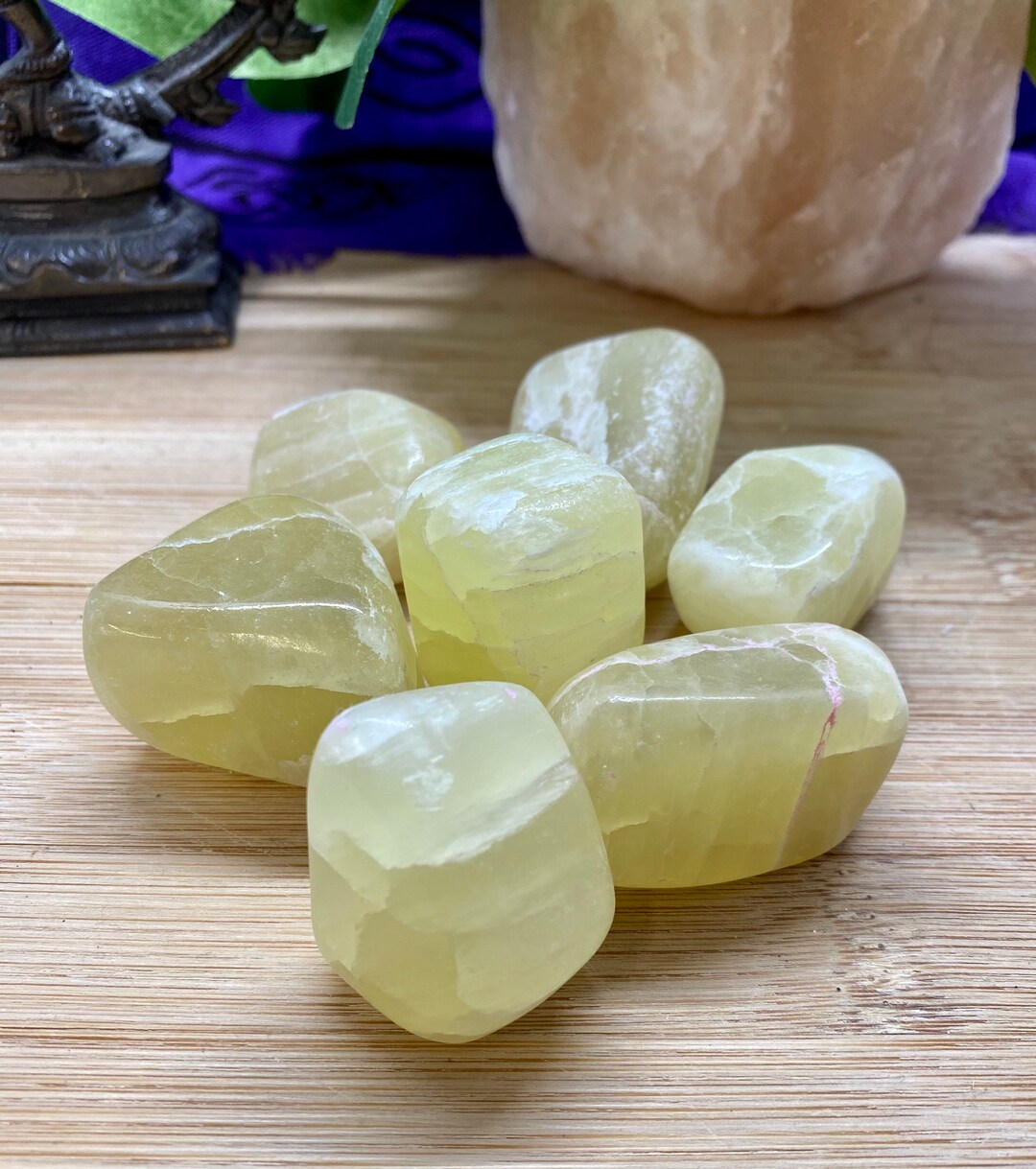 Tumbled Lemon Yellow Calcite Stones Gift Bag Fluorescent Fluorescence ...