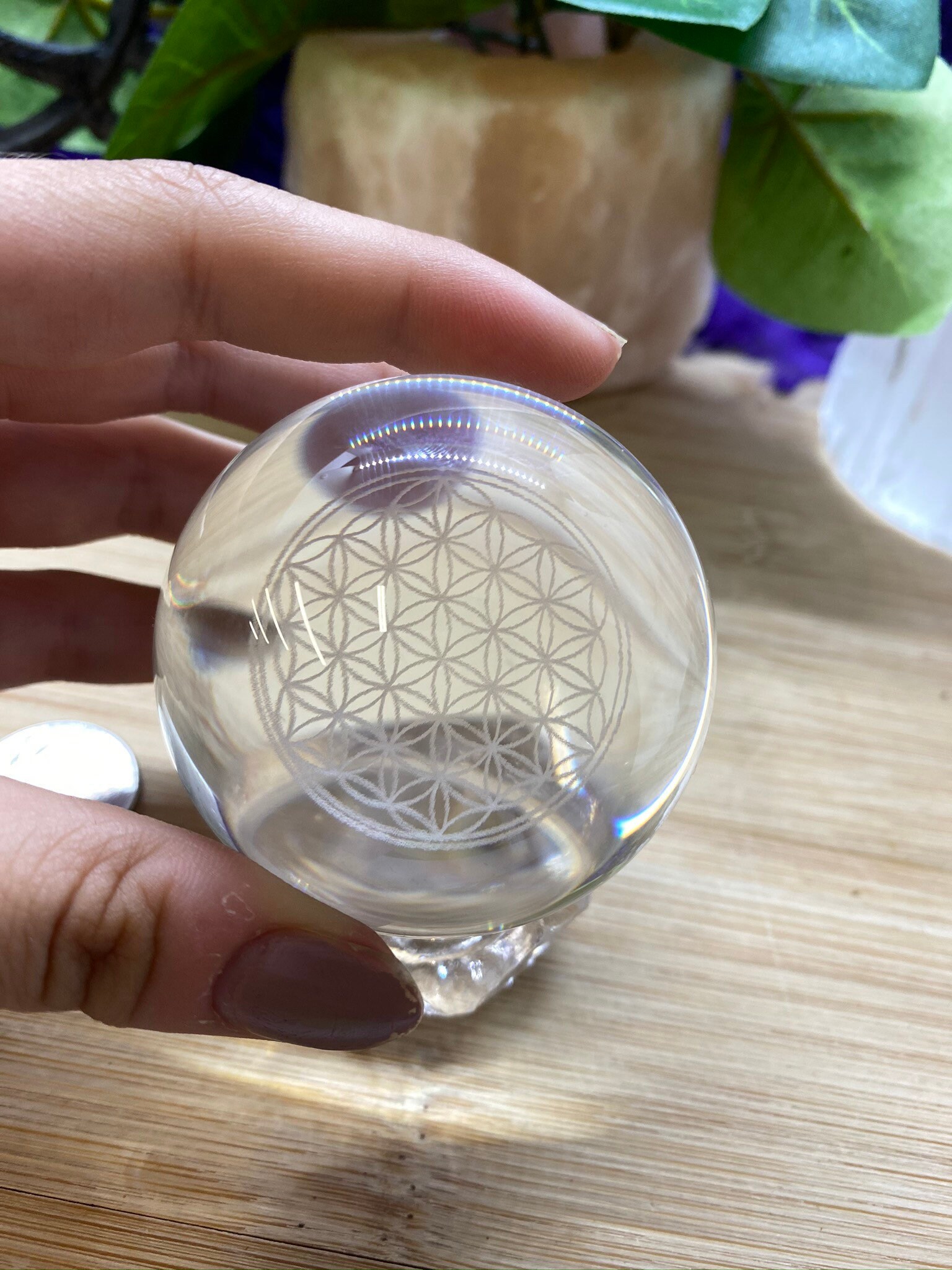 Flower of life gazing ball Clear Leaded Crystal ball sphere divination ...