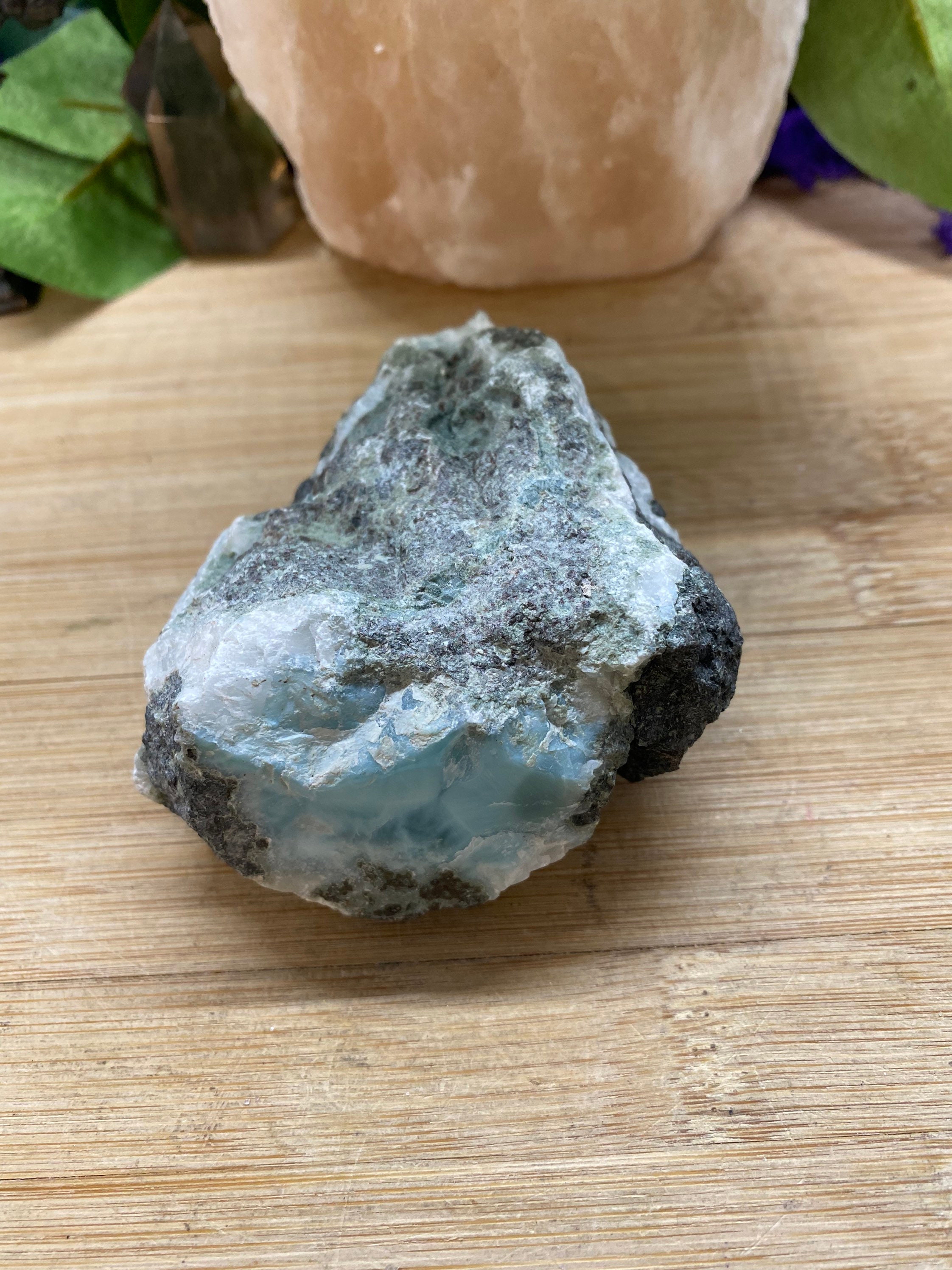 Natural Larimar polished face raw rough Stone crystal stone geode ...