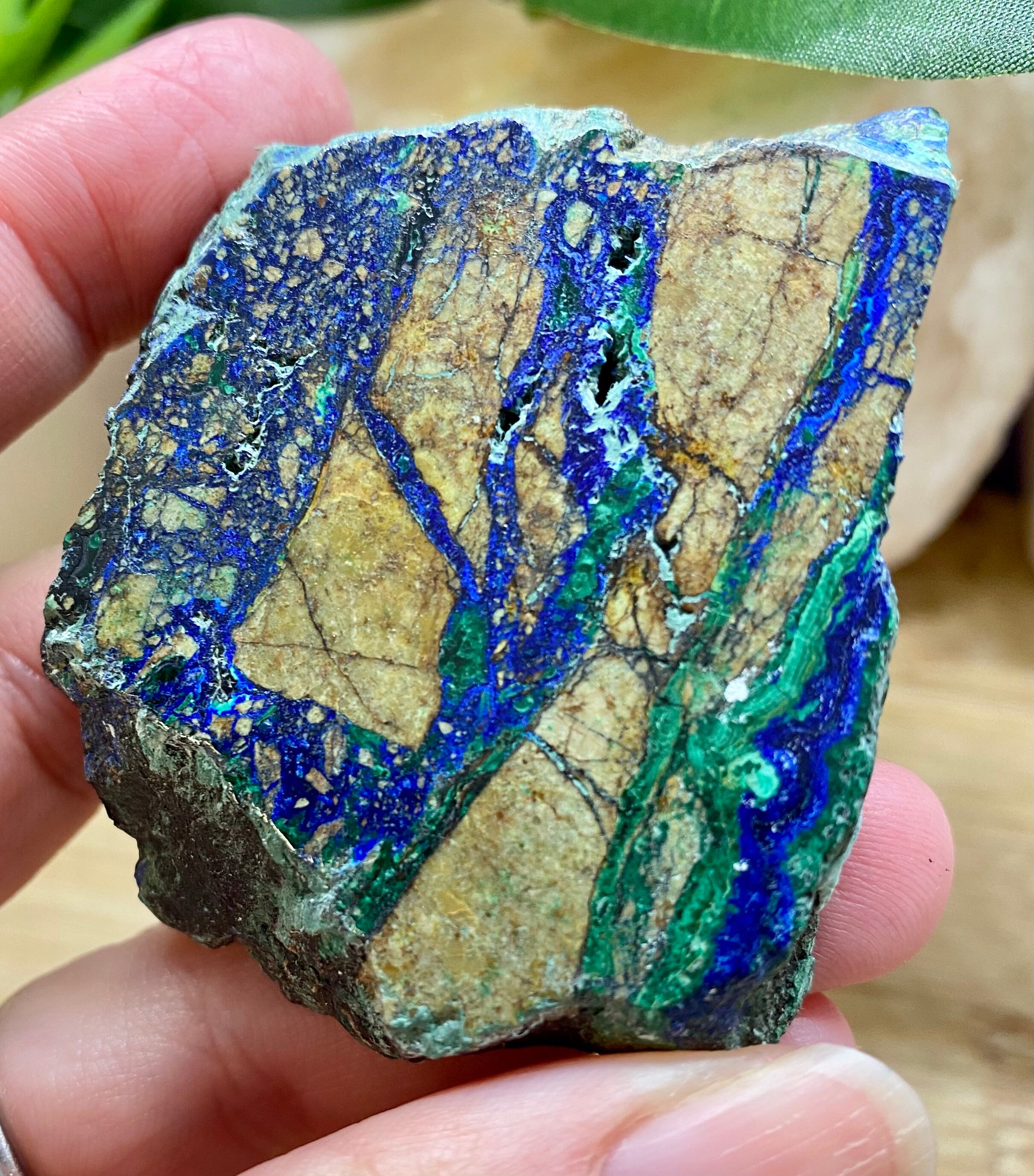 Azurite and Malachite crystal slice slab geode specimen cluster MAL2