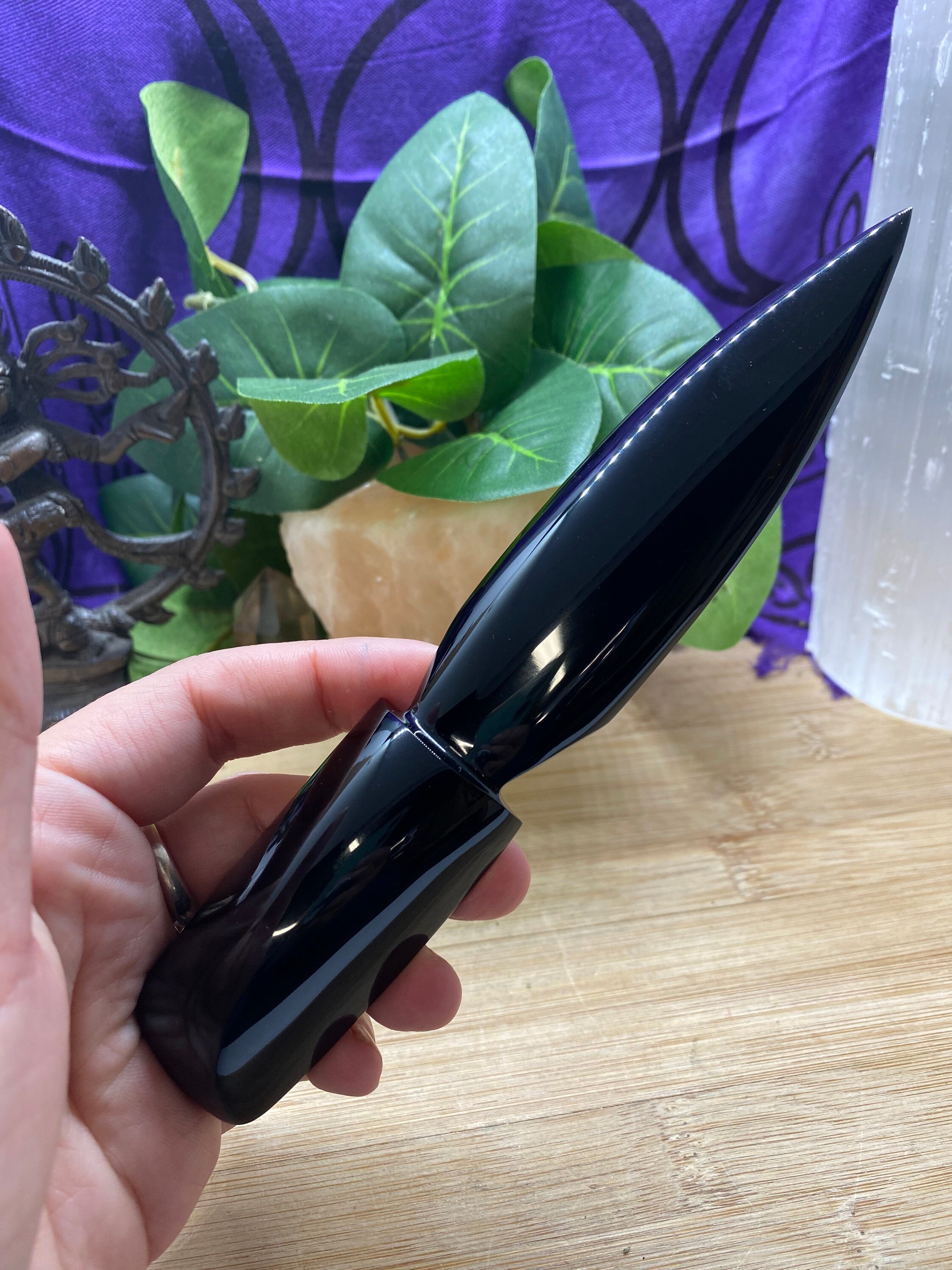 7 inch Obsidian athame knife altar ritual