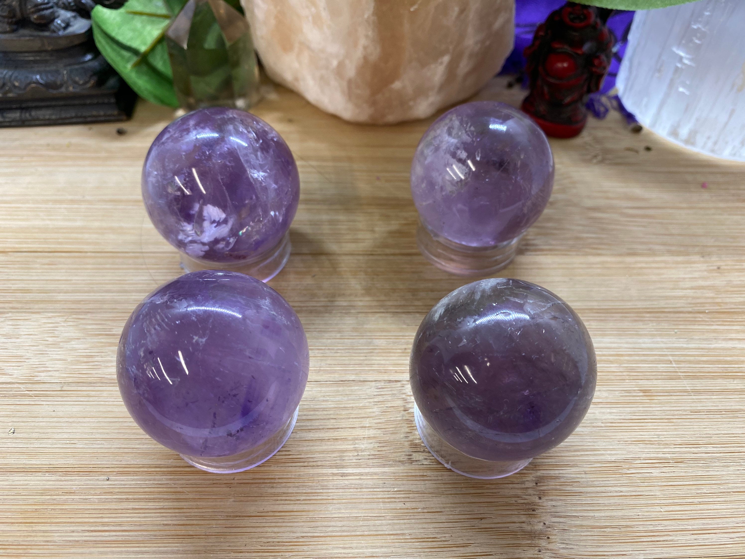 40 mm Beautiful Amethyst Sphere with Stand globe geode crystal ball Shelf 8