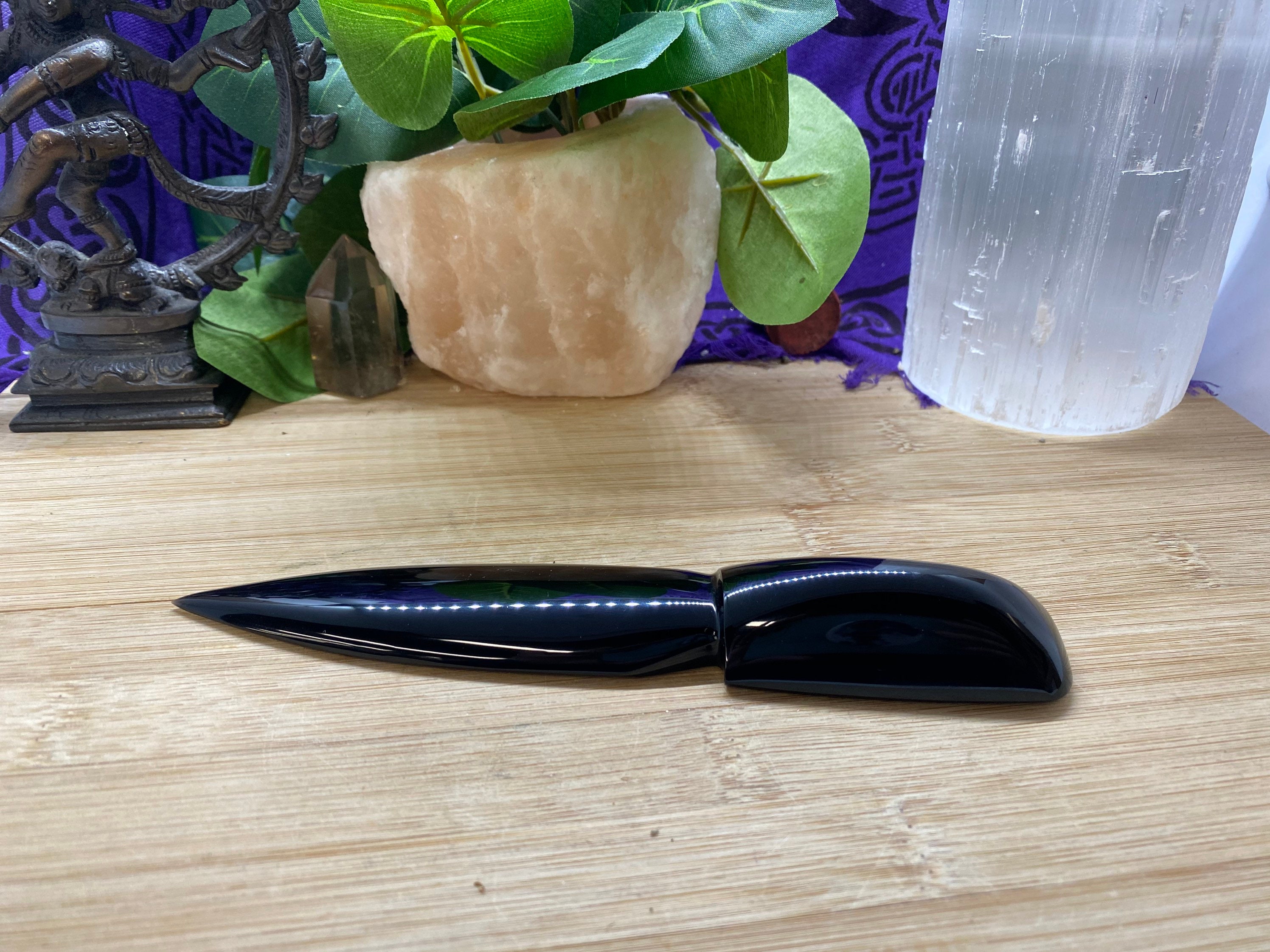 7 inch Obsidian athame knife altar ritual