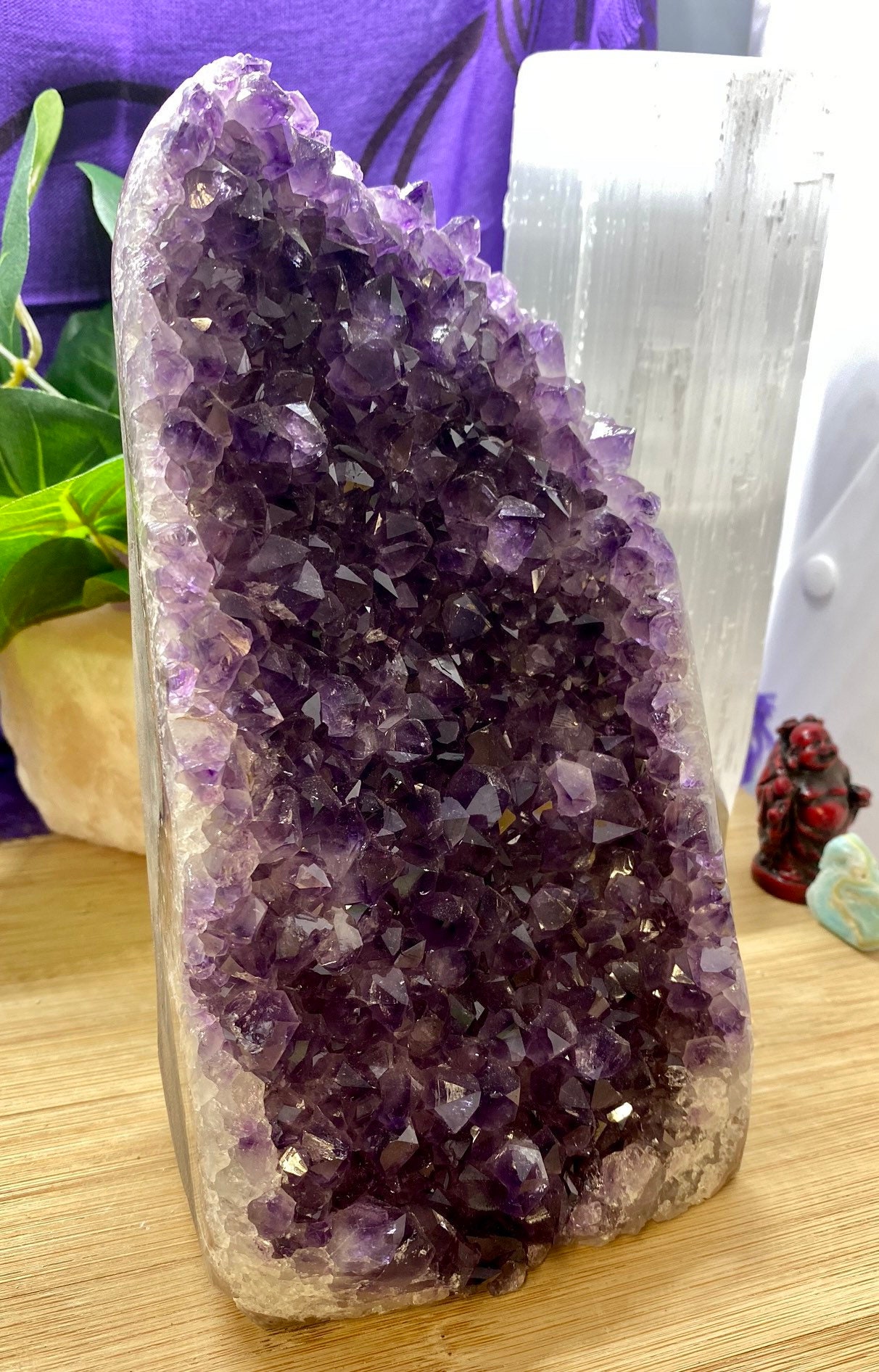 Polished Amethyst from Brazil crystal cluster geode BgAm1 Shelf 1