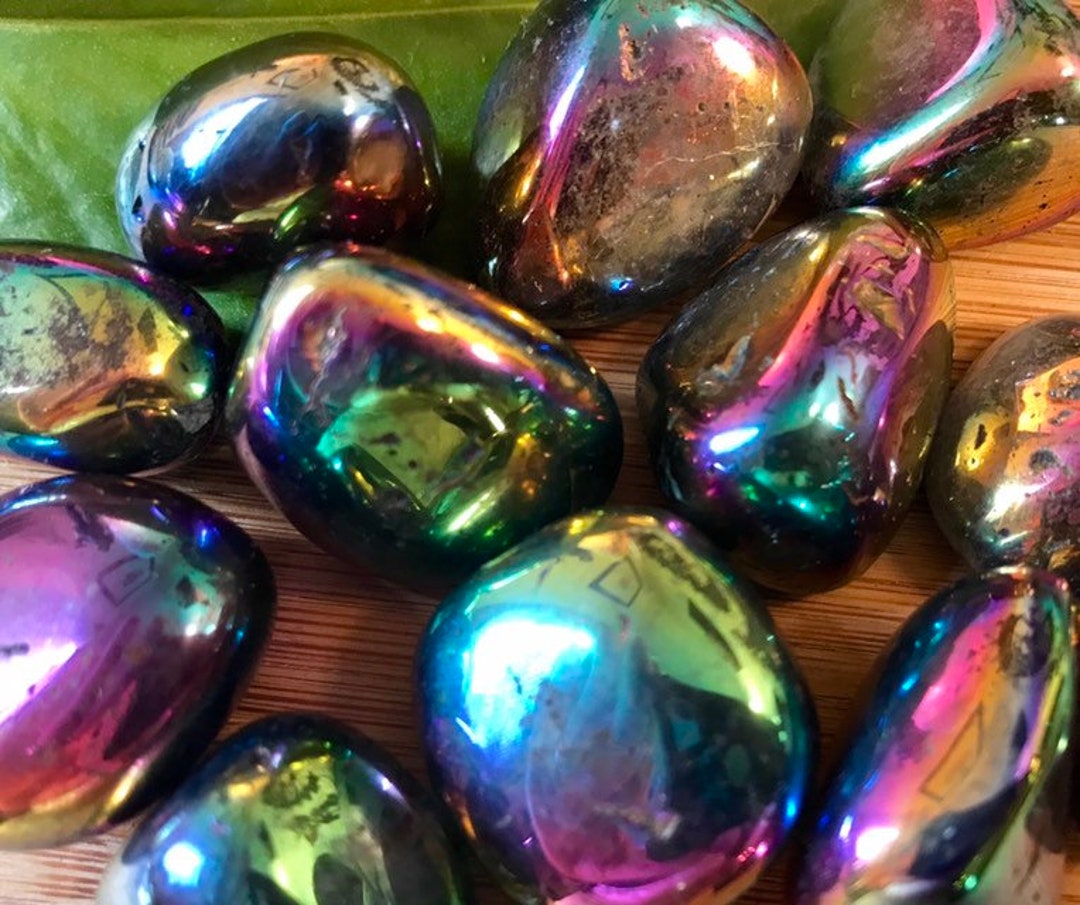 Rainbow Titanium Quartz Tumbled Stone With Gift Bag and Note - Etsy