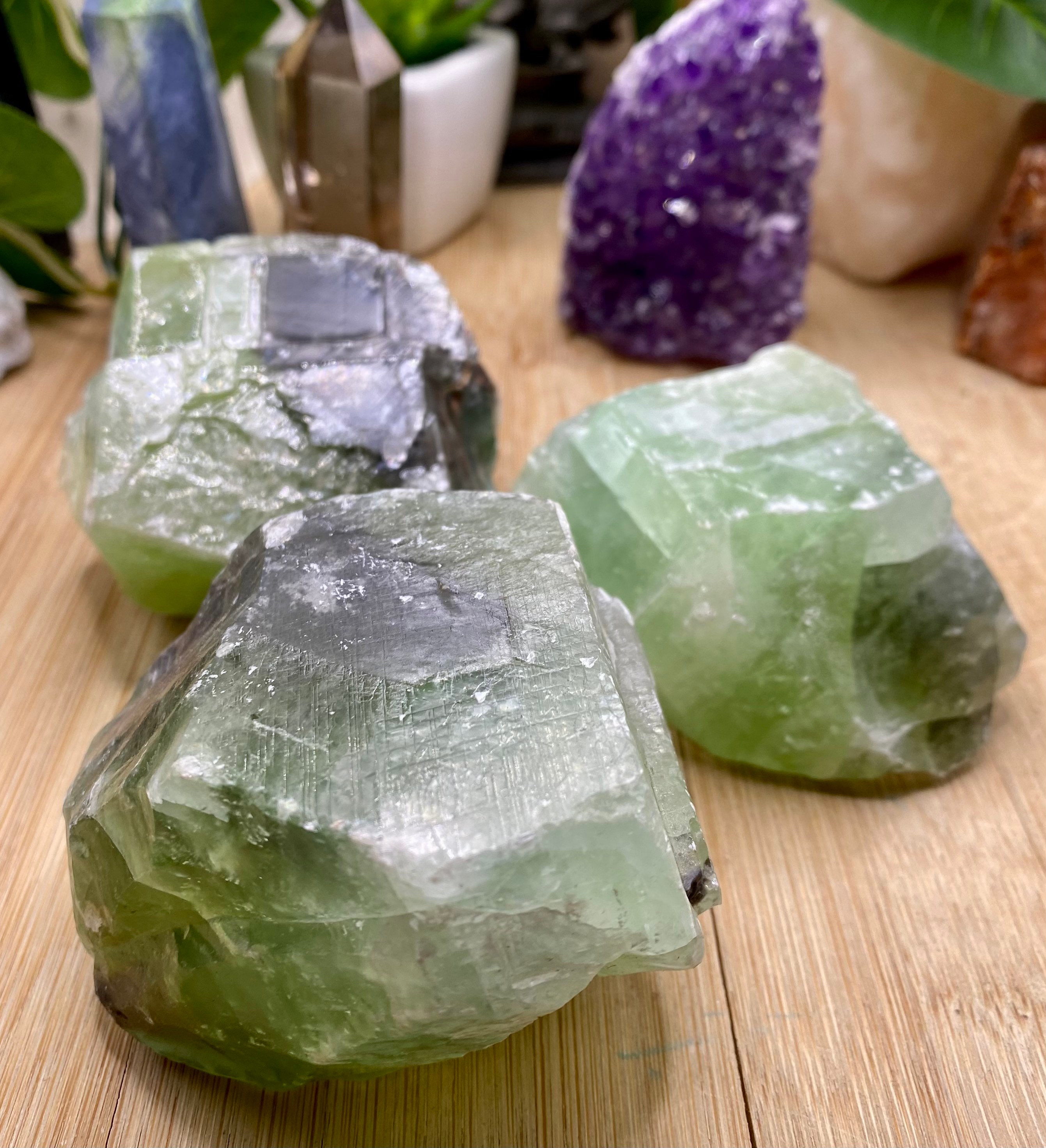 Large Natural Green Calcite raw Stones