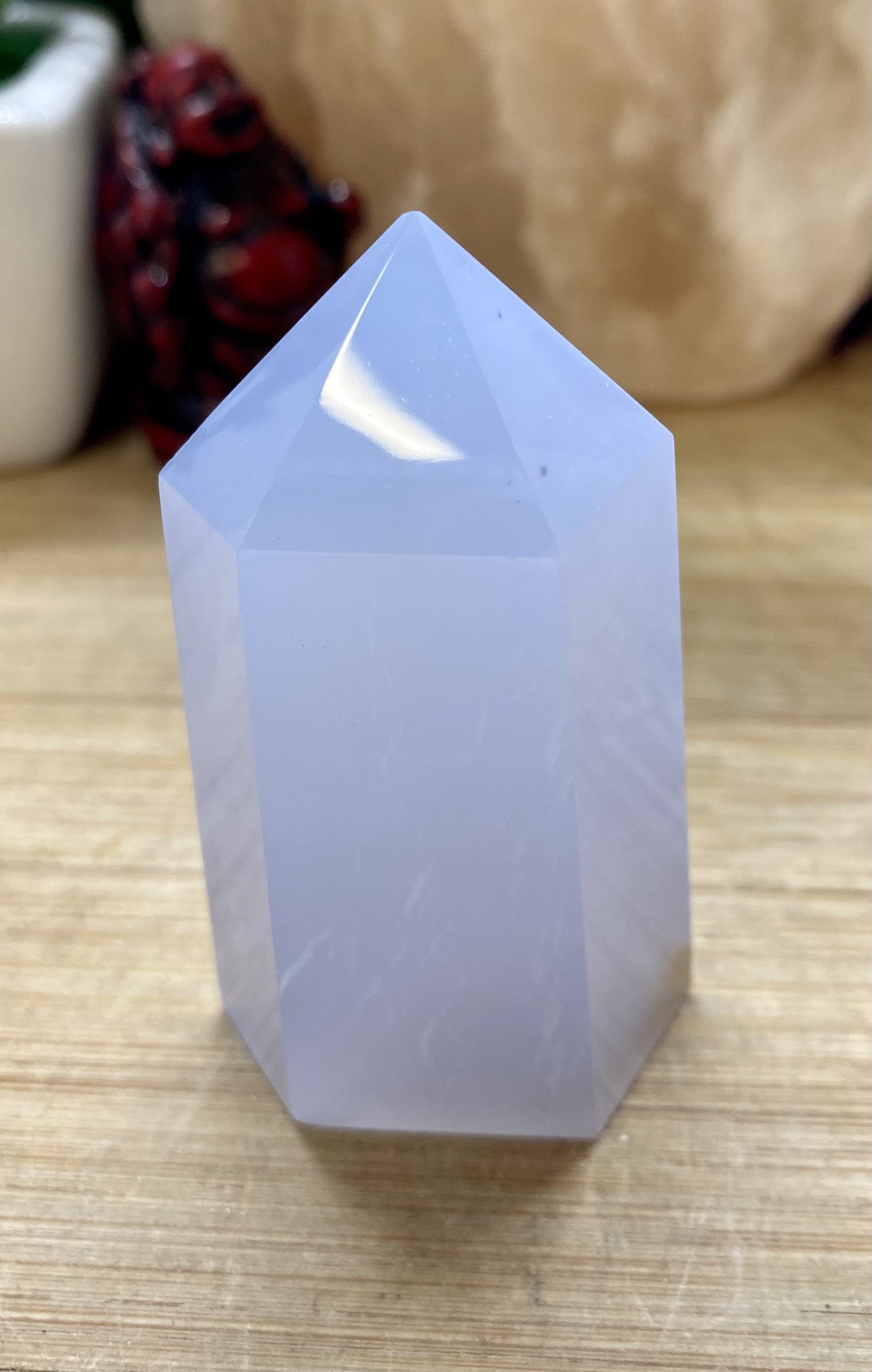 Blue Chalcedony point tower crystal CHT8