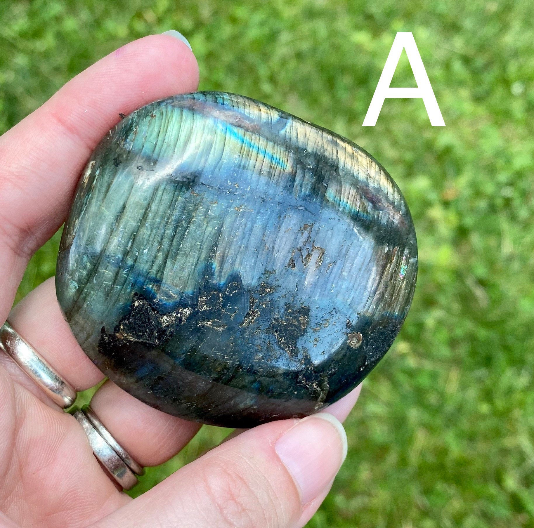 Luminescent Labradorite healing crystal geode palm stone LOT C