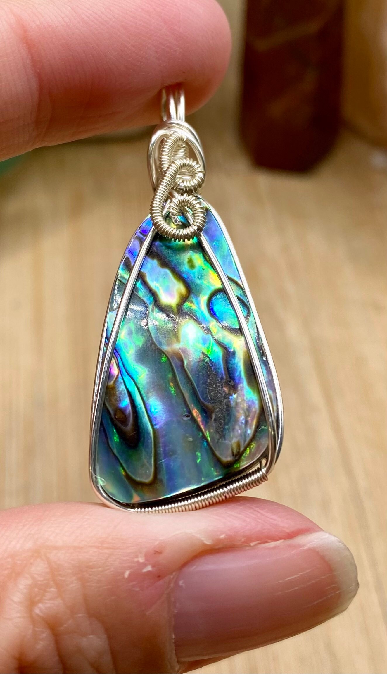 Abalone Shell wire wrapped pendant ABP1