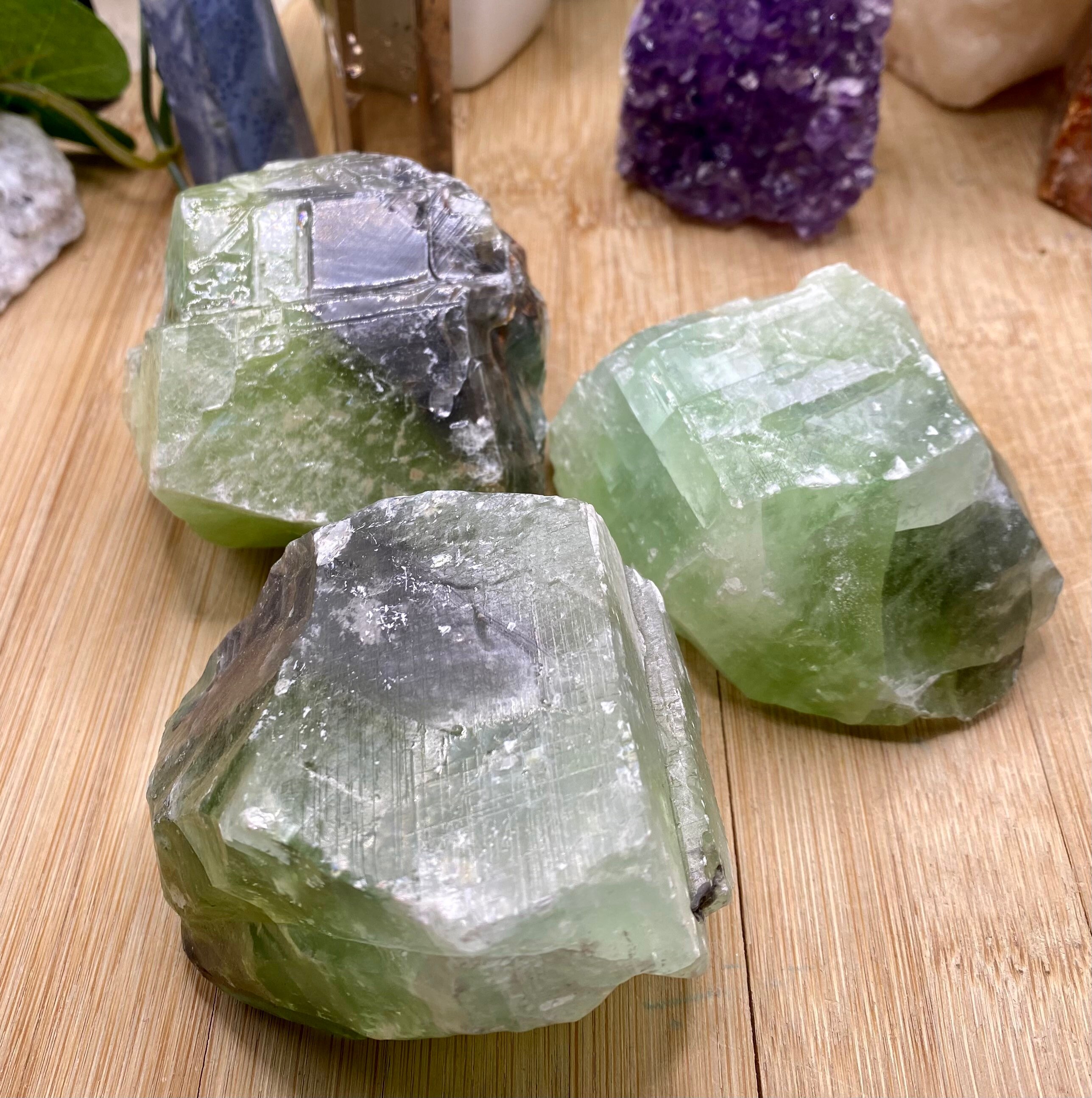 Large Natural Green Calcite raw Stones