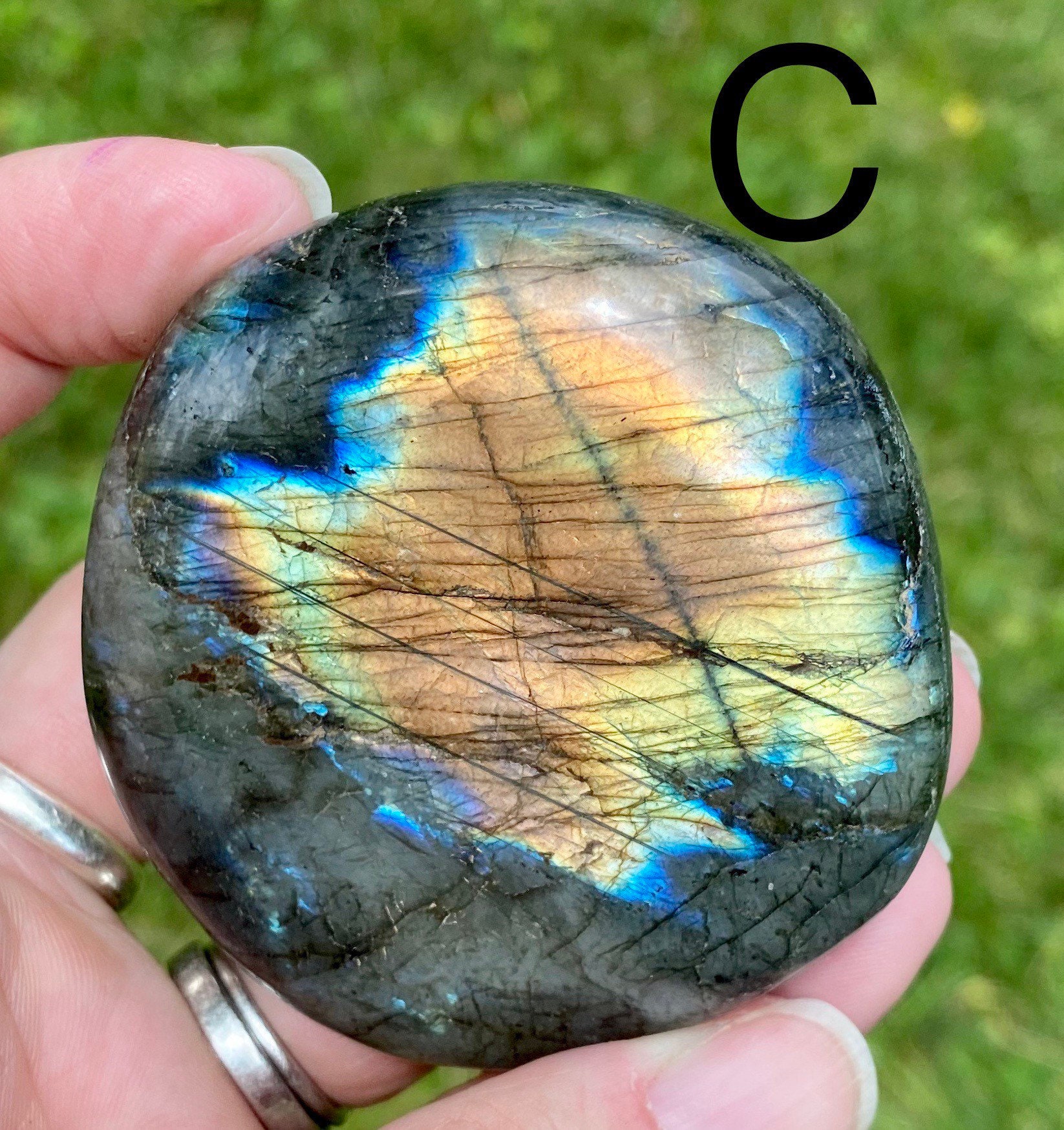Luminescent Labradorite healing crystal geode palm stone LOT C