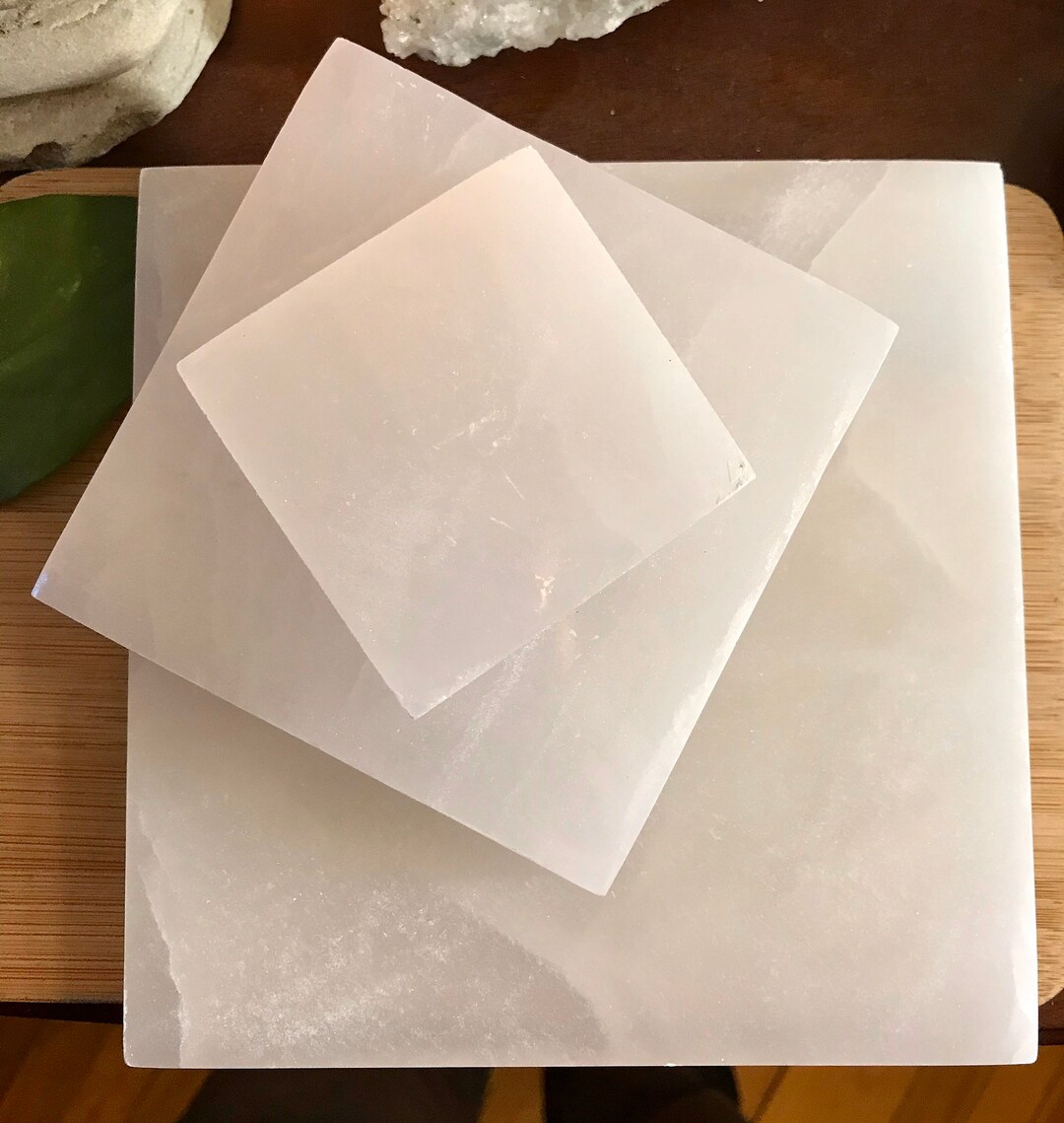 Square Selenite Crystal Charging Plate Windowpane Geode Satin Spar ...