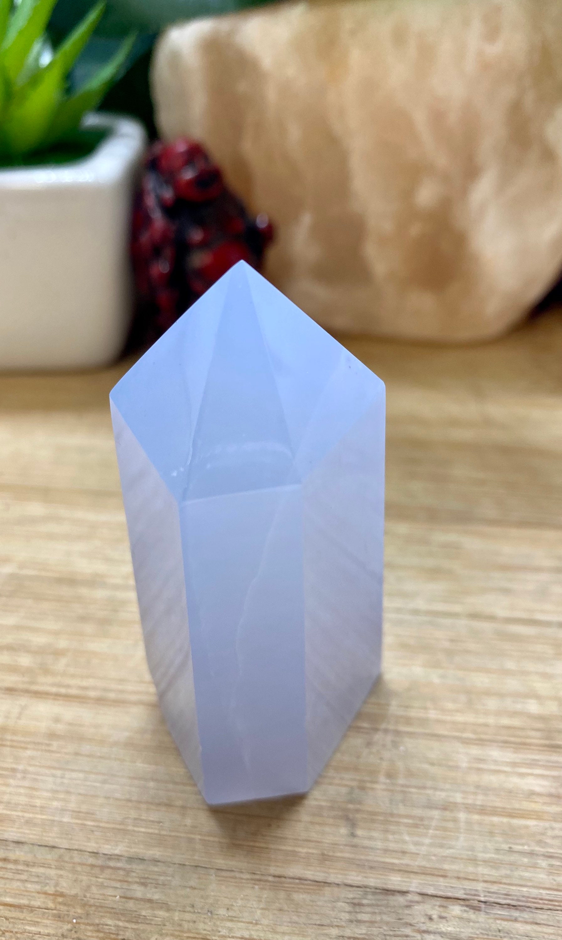 Blue Chalcedony point tower crystal CHT8