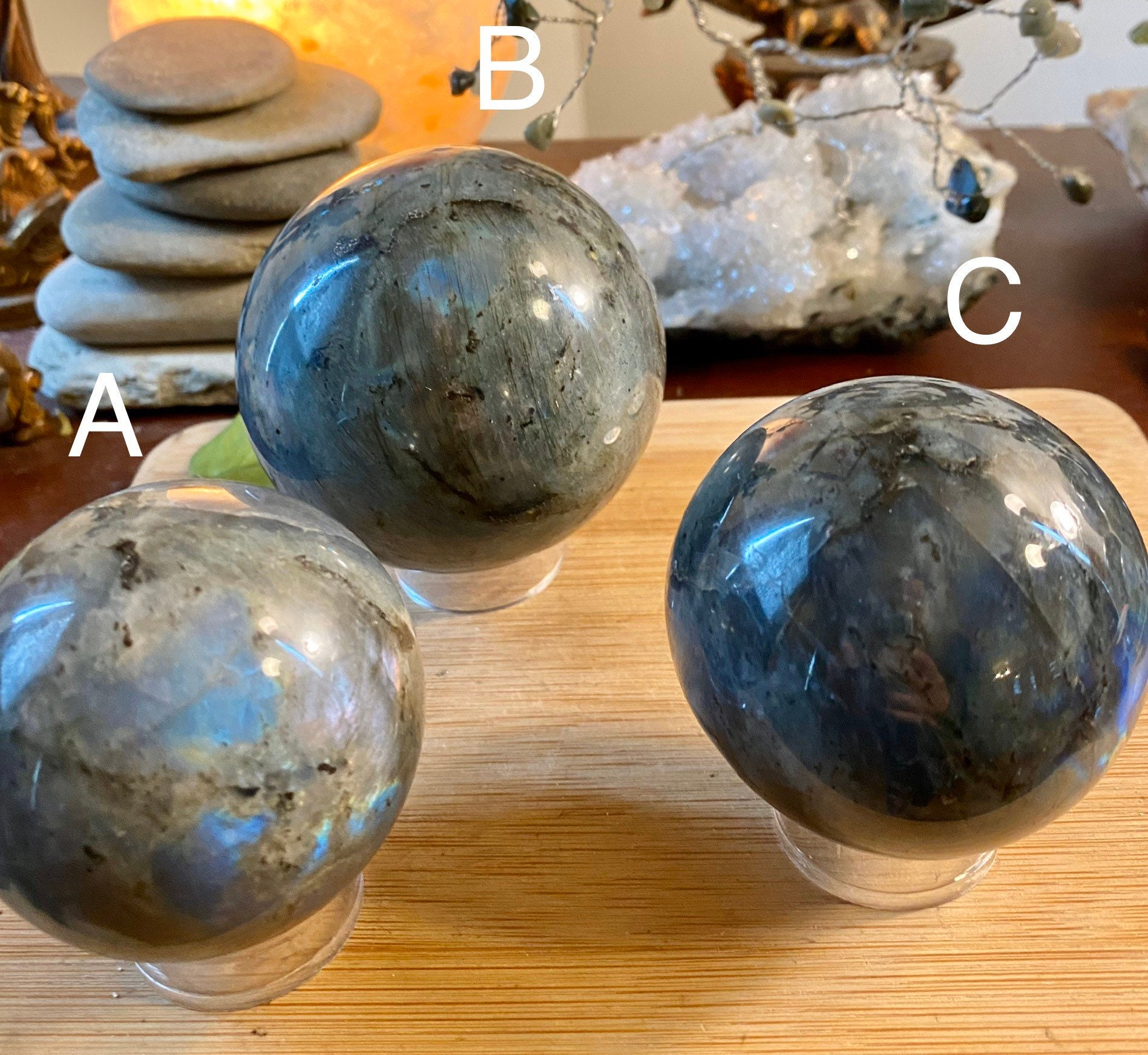 Luminescent Labradorite Sphere crystal ball orb Lot C Shelf 2