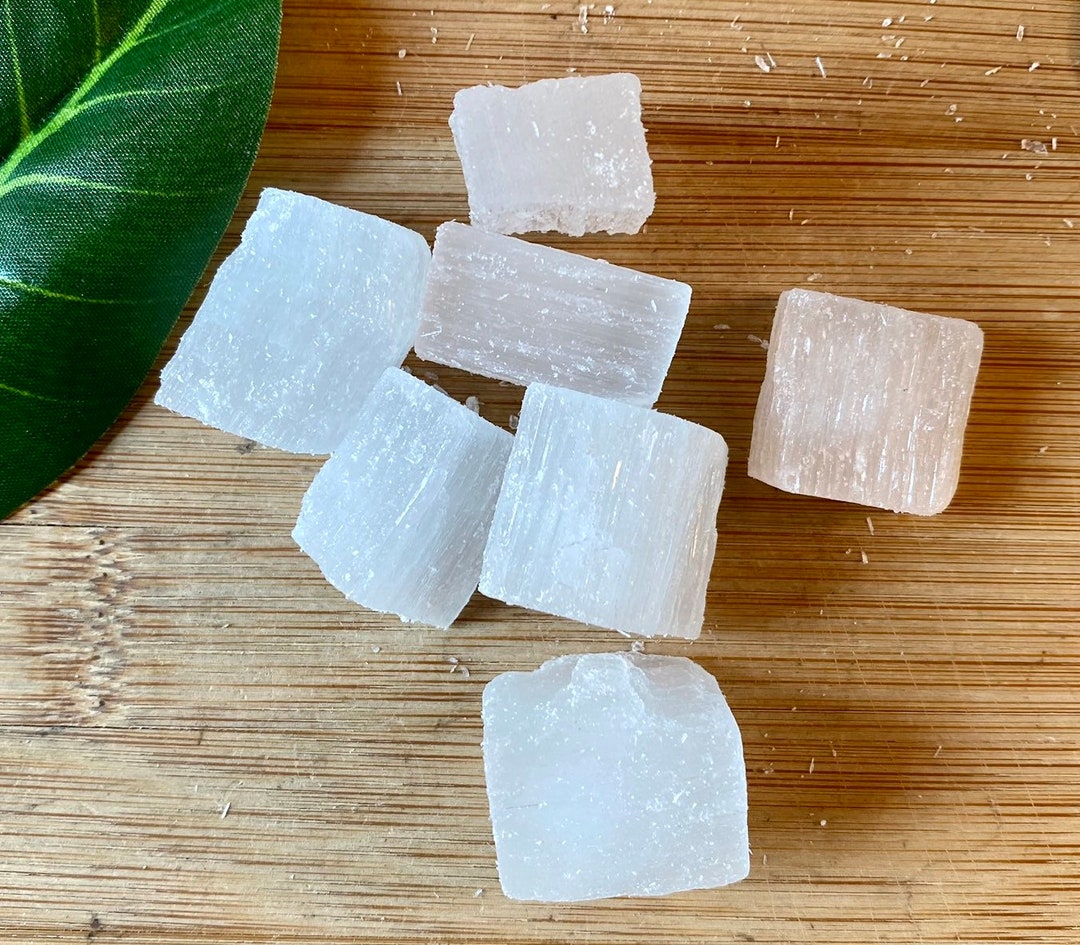 Natural Square Selenite Stones With Gift Bag - Etsy