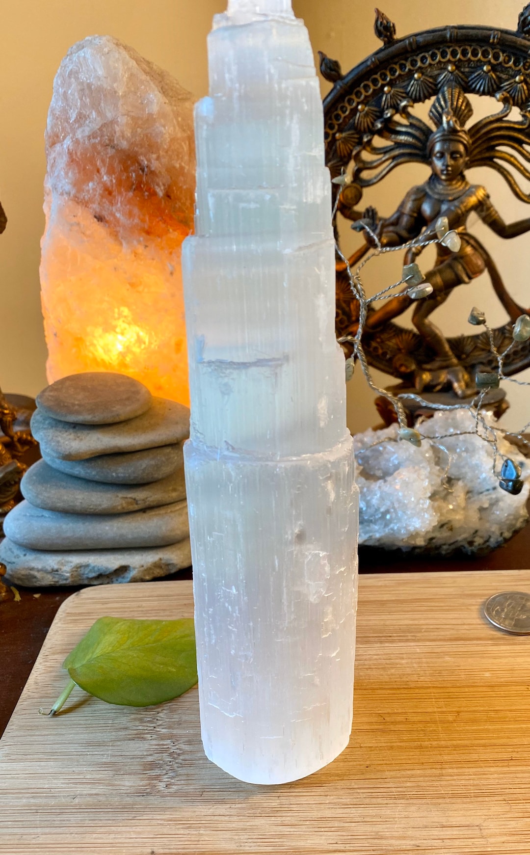 Selenite Tower 7” XL Point Generator Cylinder Pillar Satin Spar Gypsum ...