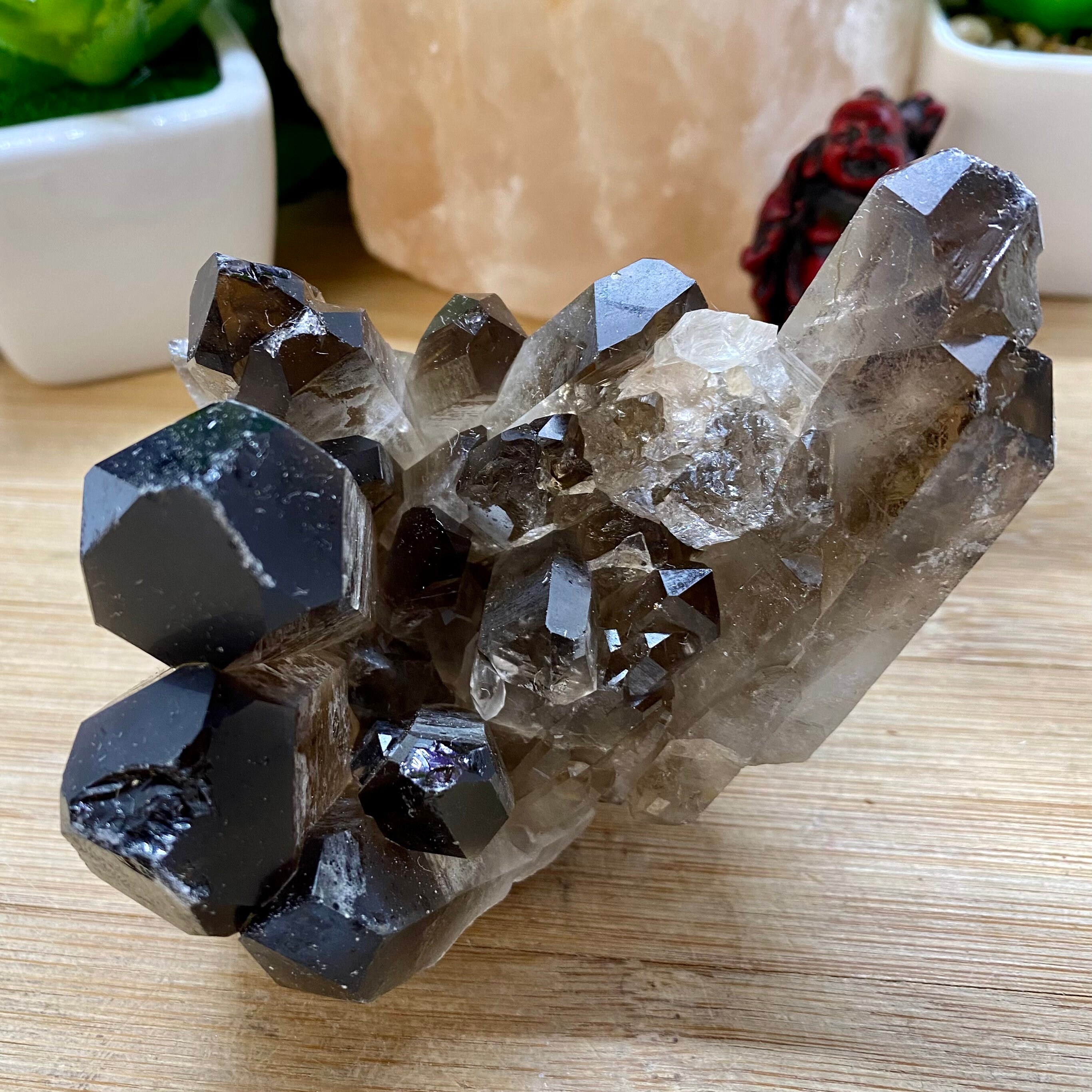 Natural Smoky Quartz Crystal point cluster geode Druse SMC1
