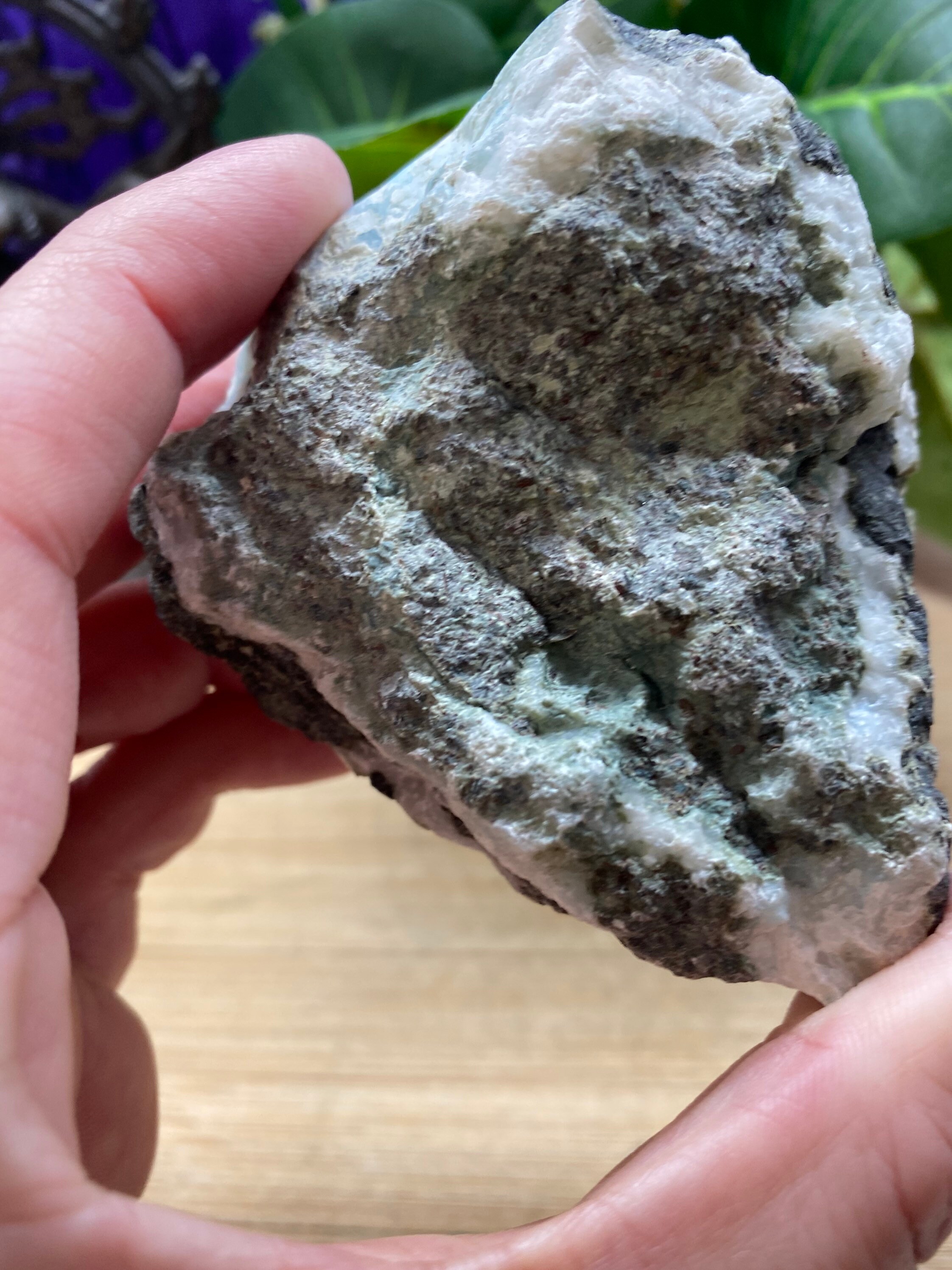 Natural Larimar polished face raw rough Stone crystal stone geode ...