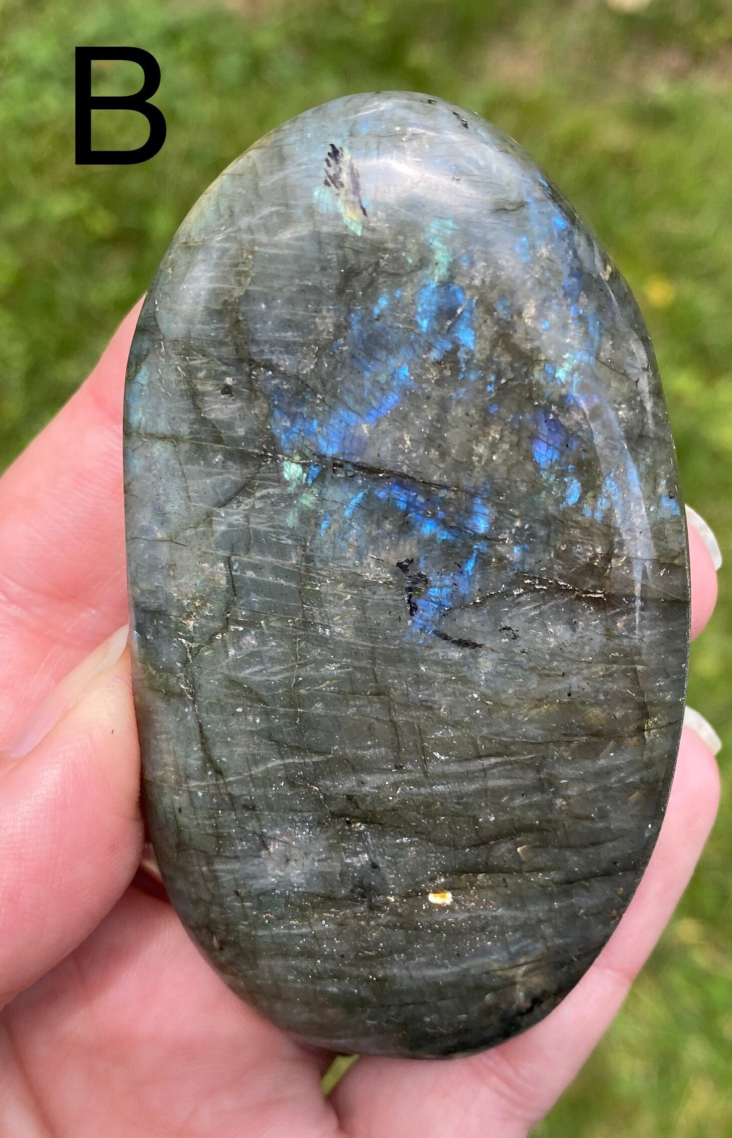 Luminescent Labradorite healing crystal geode palm stone LOT C