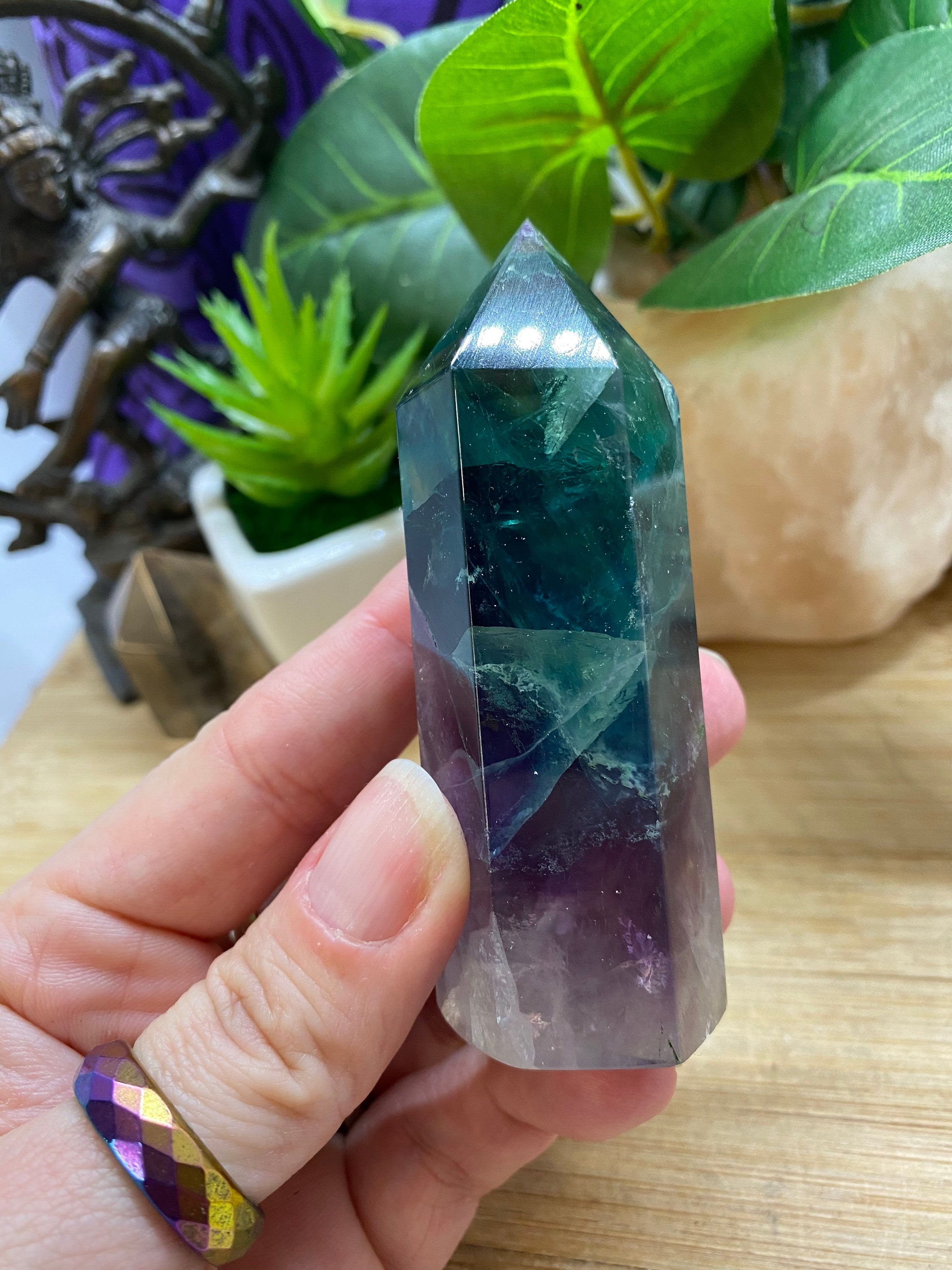 Gorgeous Rainbow Fluorite tower point generator obelisk FT77