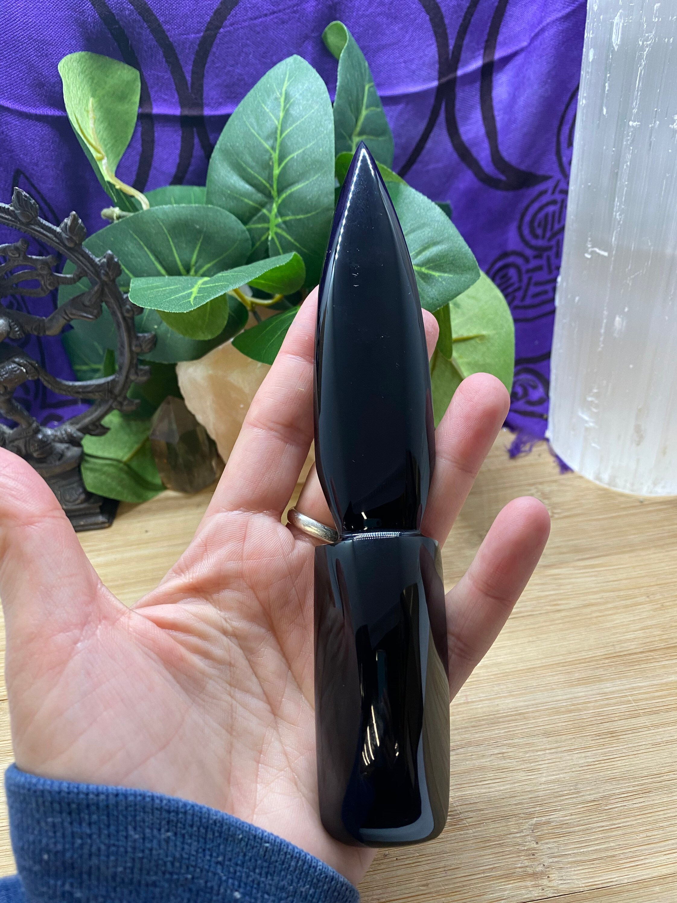 7 inch Obsidian athame knife altar ritual
