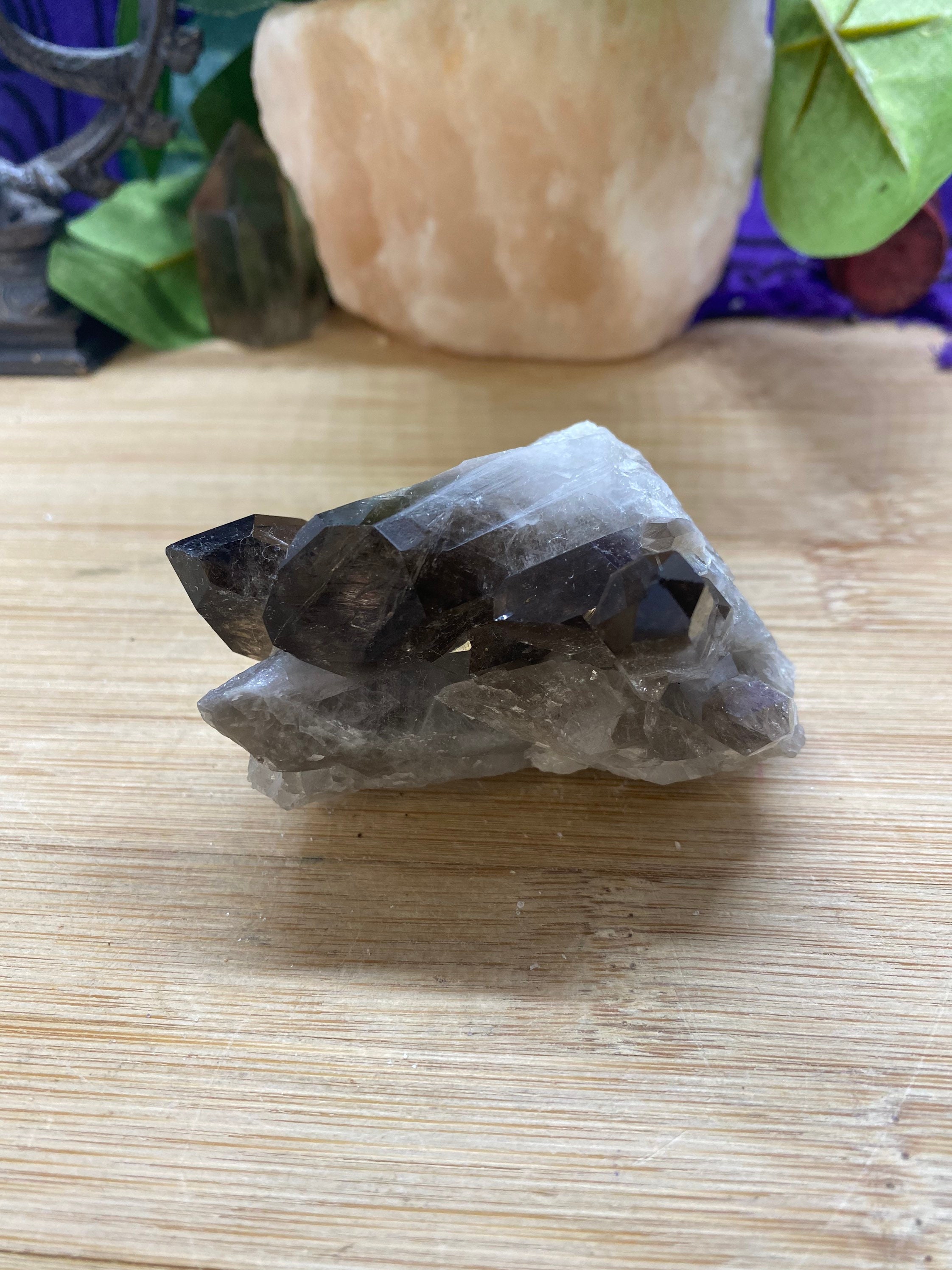 Natural Smoky Quartz Crystal point cluster geode Druse SMO1