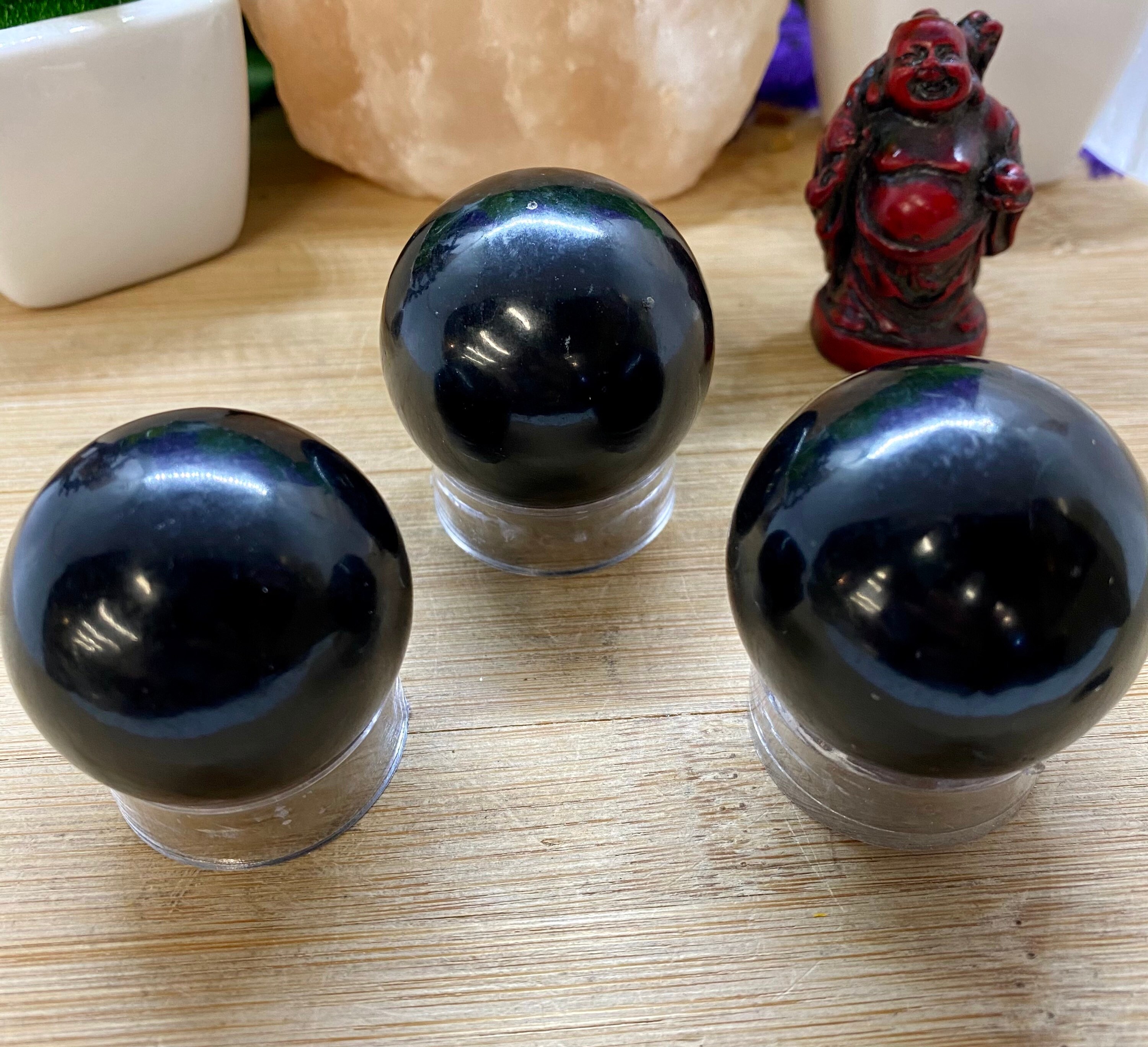 Jet Sphere crystal ball orb geode Shelf 8