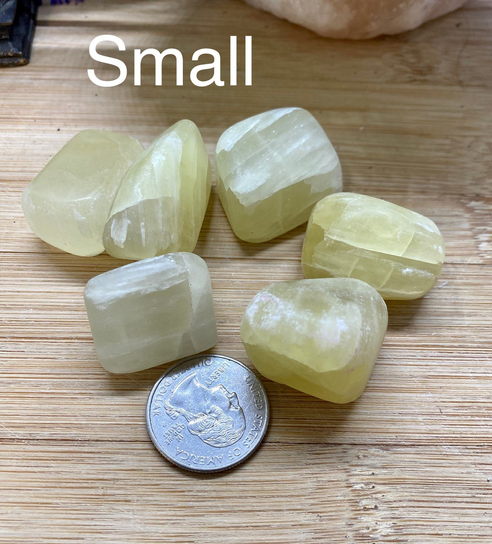 Tumbled Lemon Yellow Calcite Stones Gift Bag fluorescent | Etsy