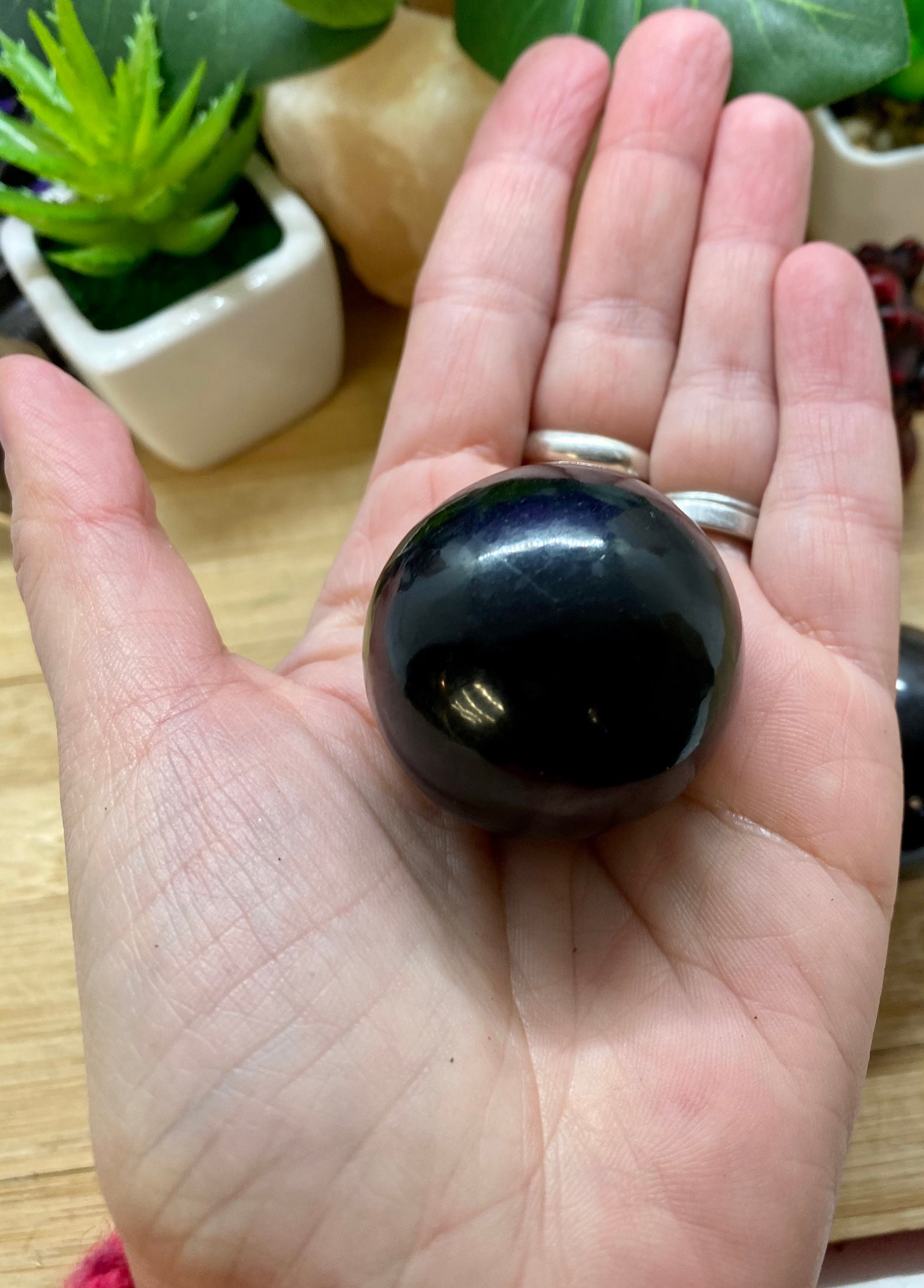 Jet Sphere crystal ball orb geode Shelf 8