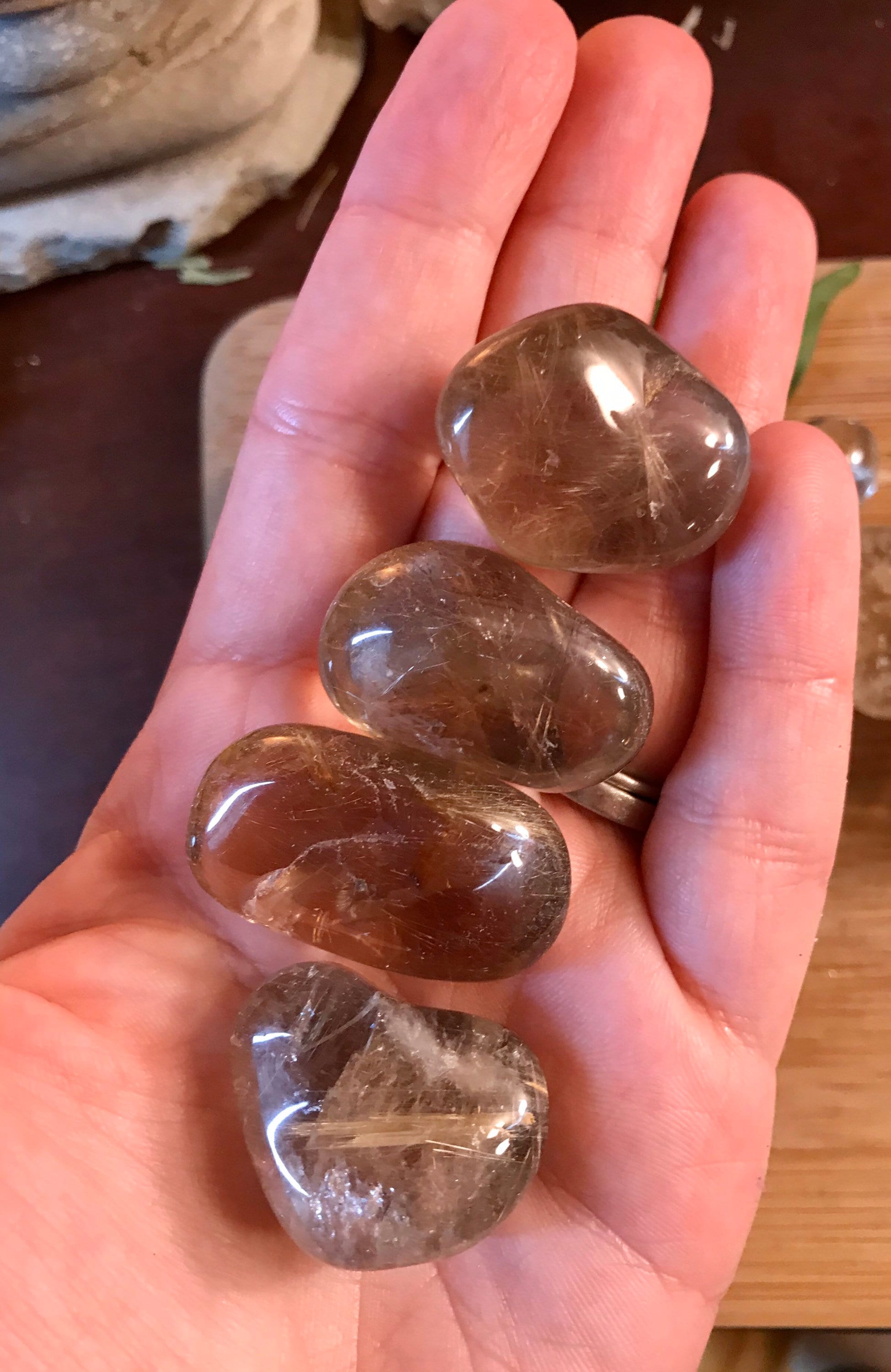 Tumbled Rutilated Quartz Stone crystal Gift Bag rutile