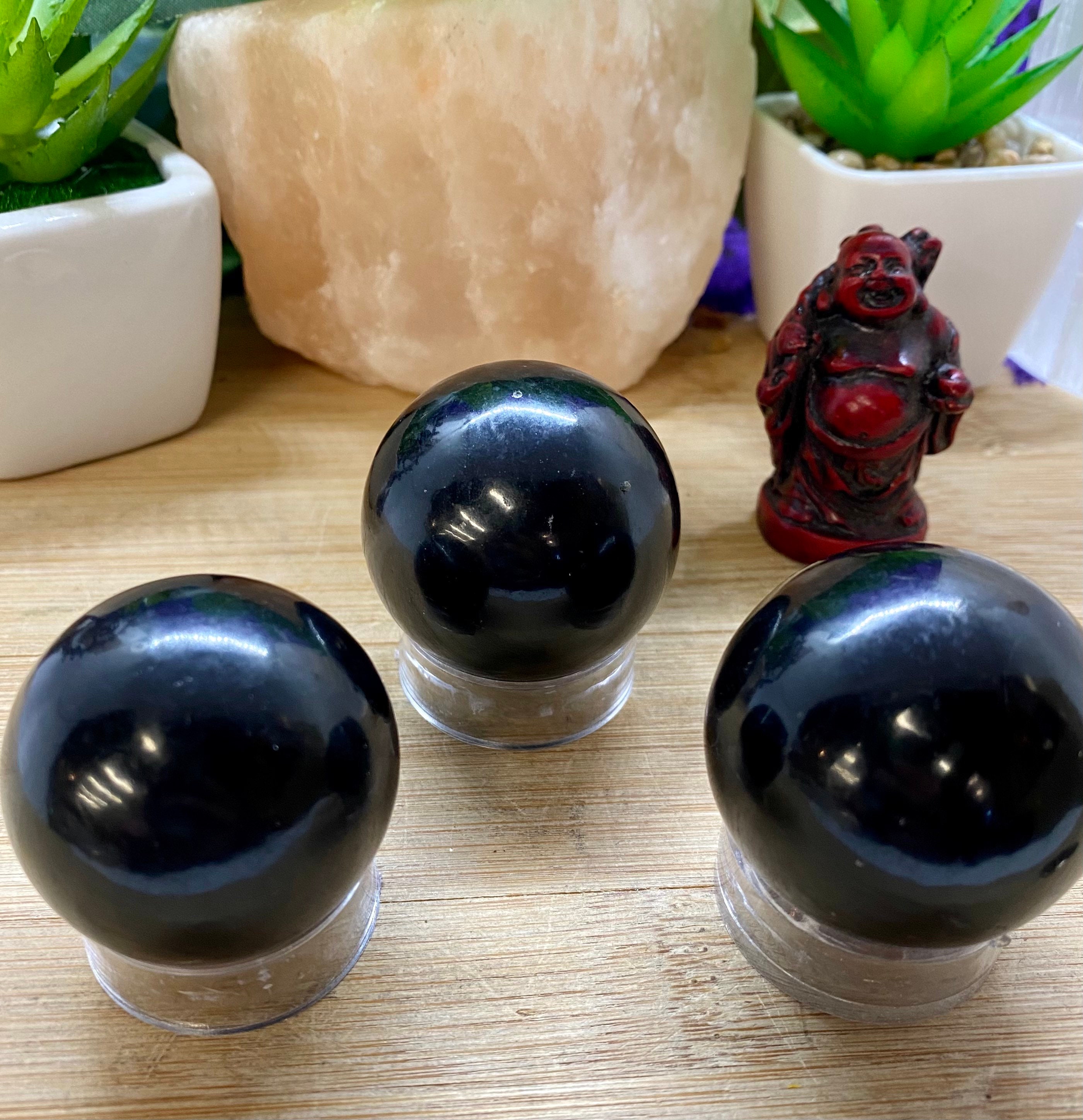 Jet Sphere crystal ball orb geode Shelf 8