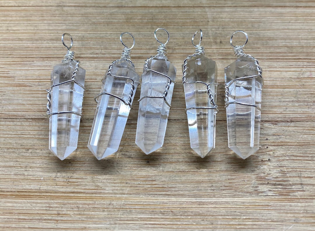 Clear Quartz Point Pendant Necklace Double Terminated SME24 - Etsy