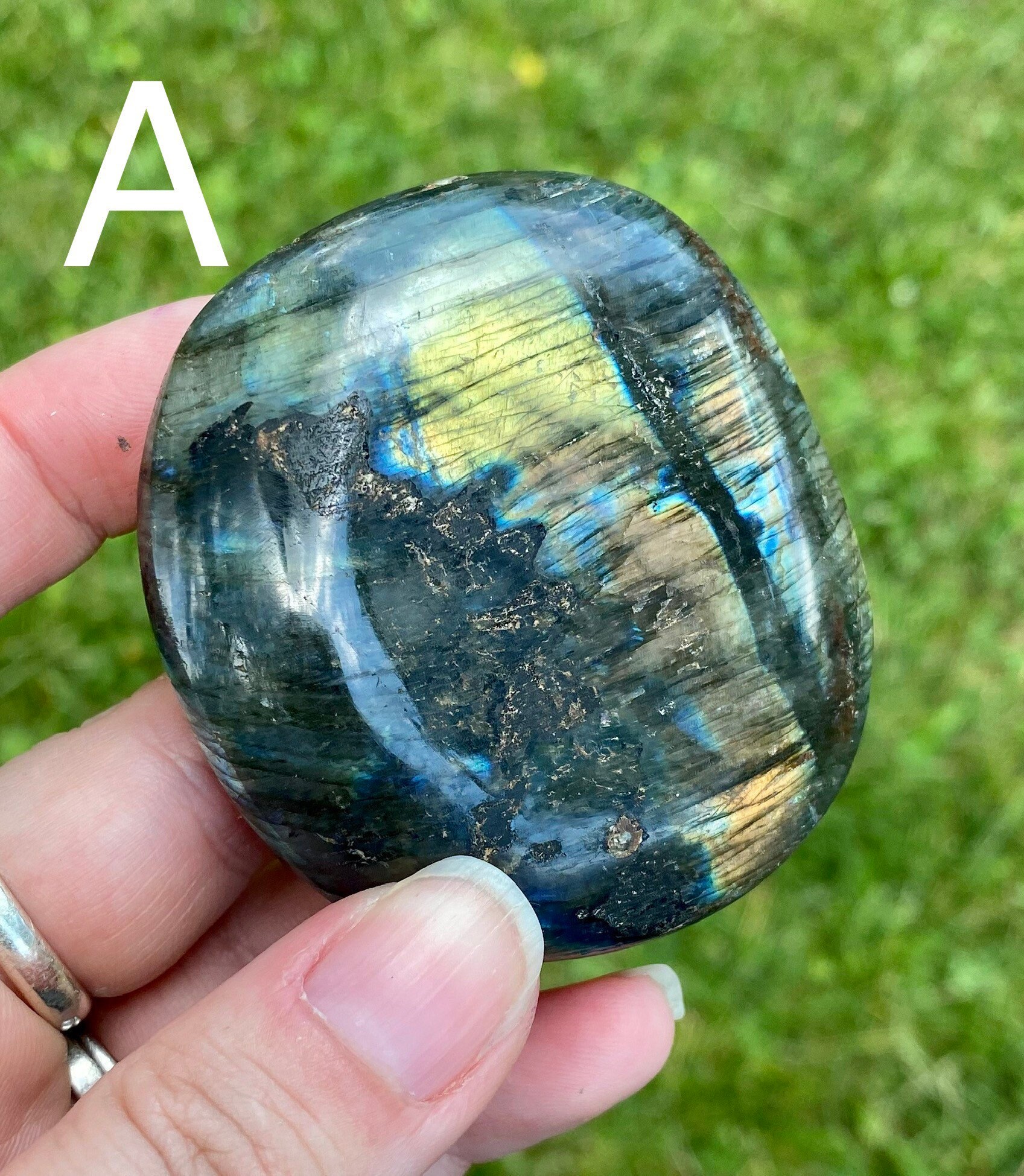 Luminescent Labradorite healing crystal geode palm stone LOT C