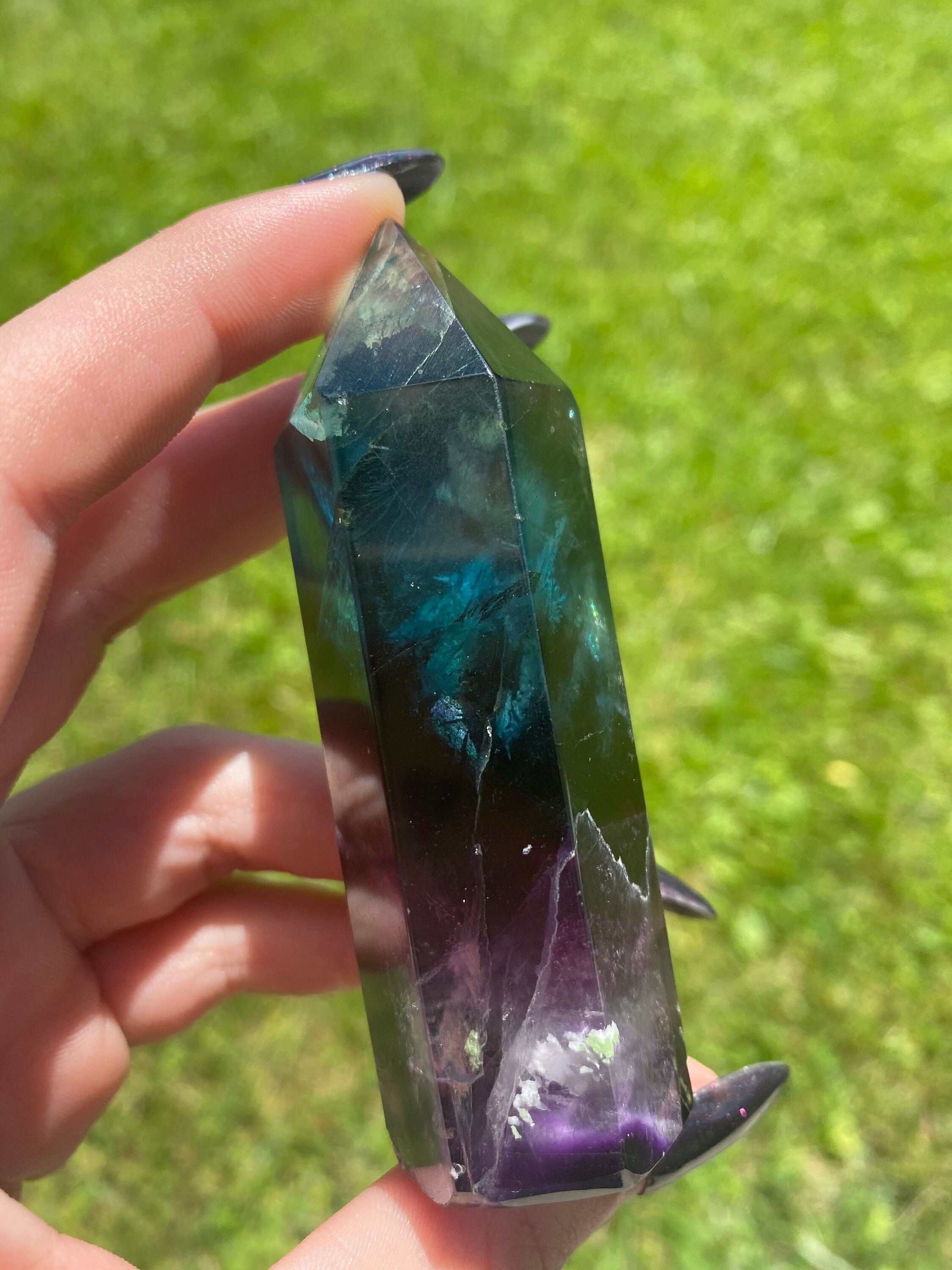 Gorgeous Rainbow Fluorite tower point generator obelisk FT116