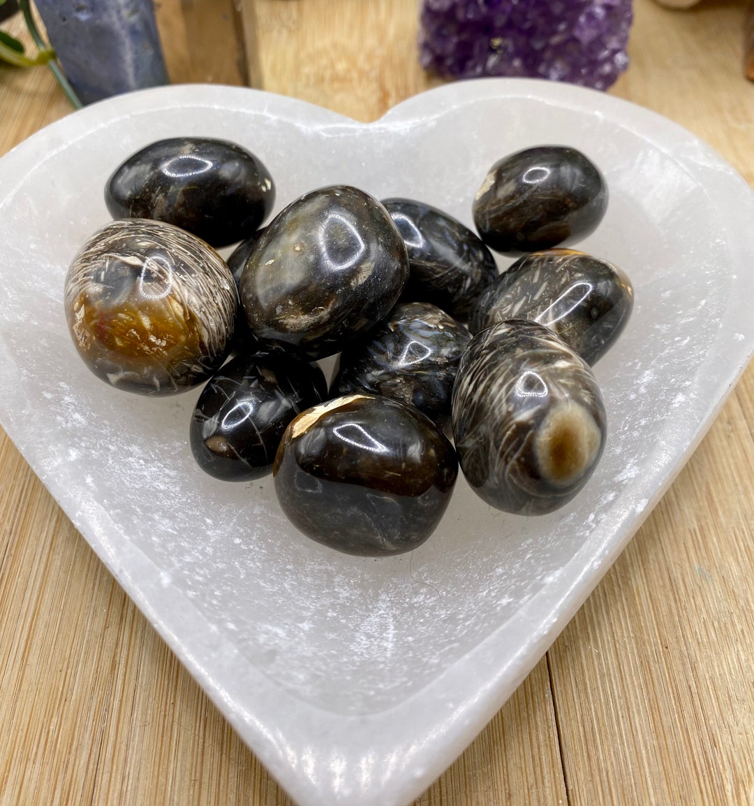 Tumbled Feather Leaf Agate Stone With Gift Bag - Etsy