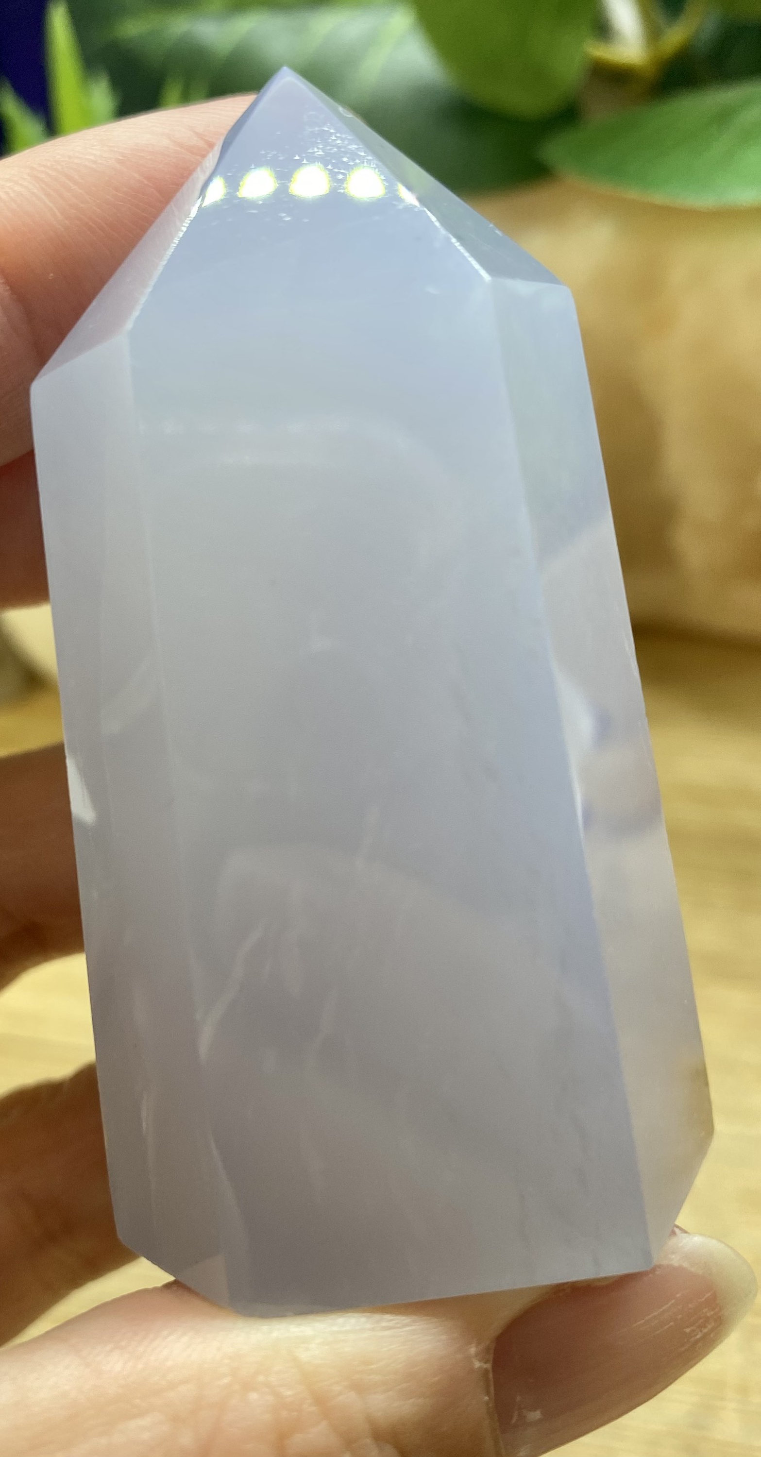 Blue Chalcedony point tower crystal CHT8