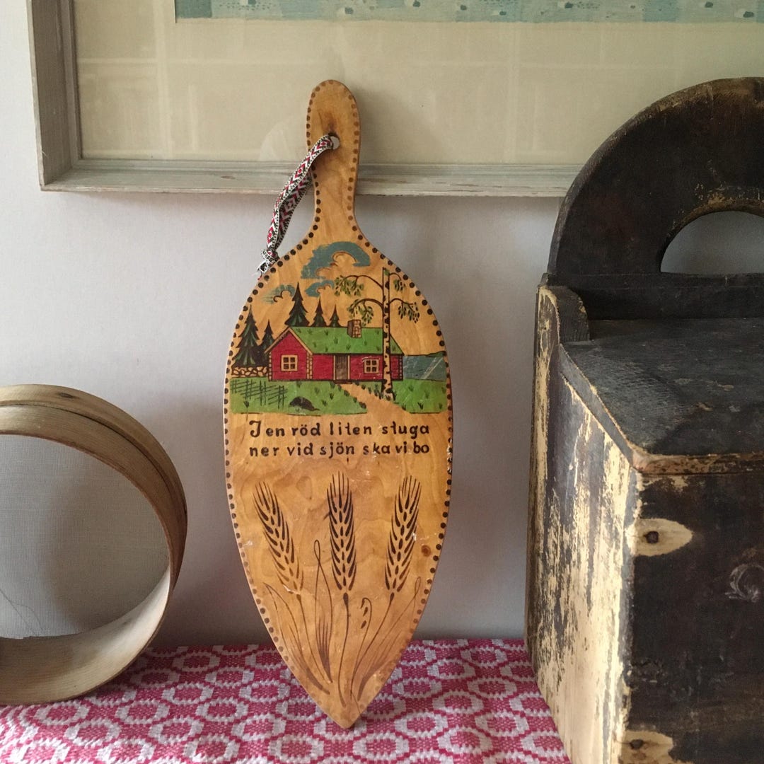 Vintage Hand Painted Swedish Chopping Board / Red Stuga - Etsy