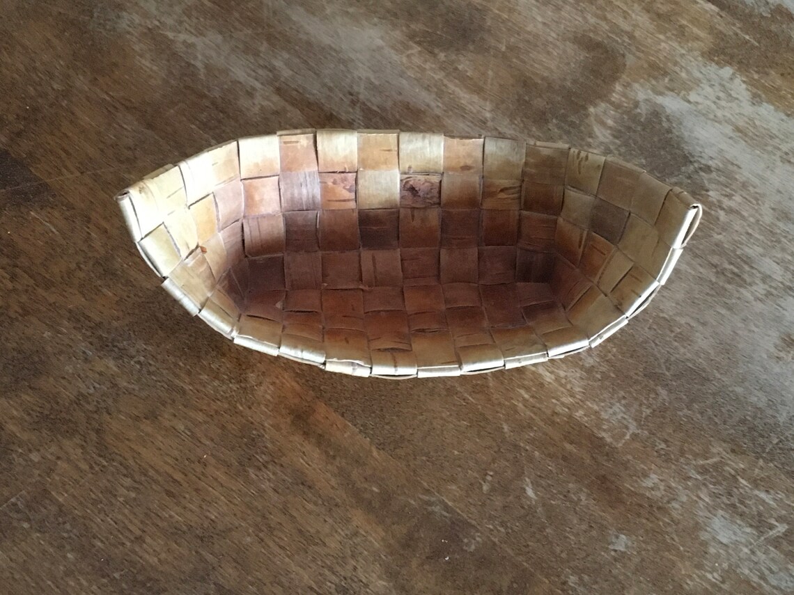 Vintage Birch Bark Boat Shaped Container - Etsy