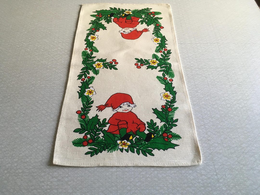 Vintage Swedish Tomte Table Runner / Table Topper - Etsy