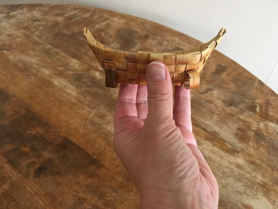 Vintage Birch Bark Boat Shaped Container - Etsy