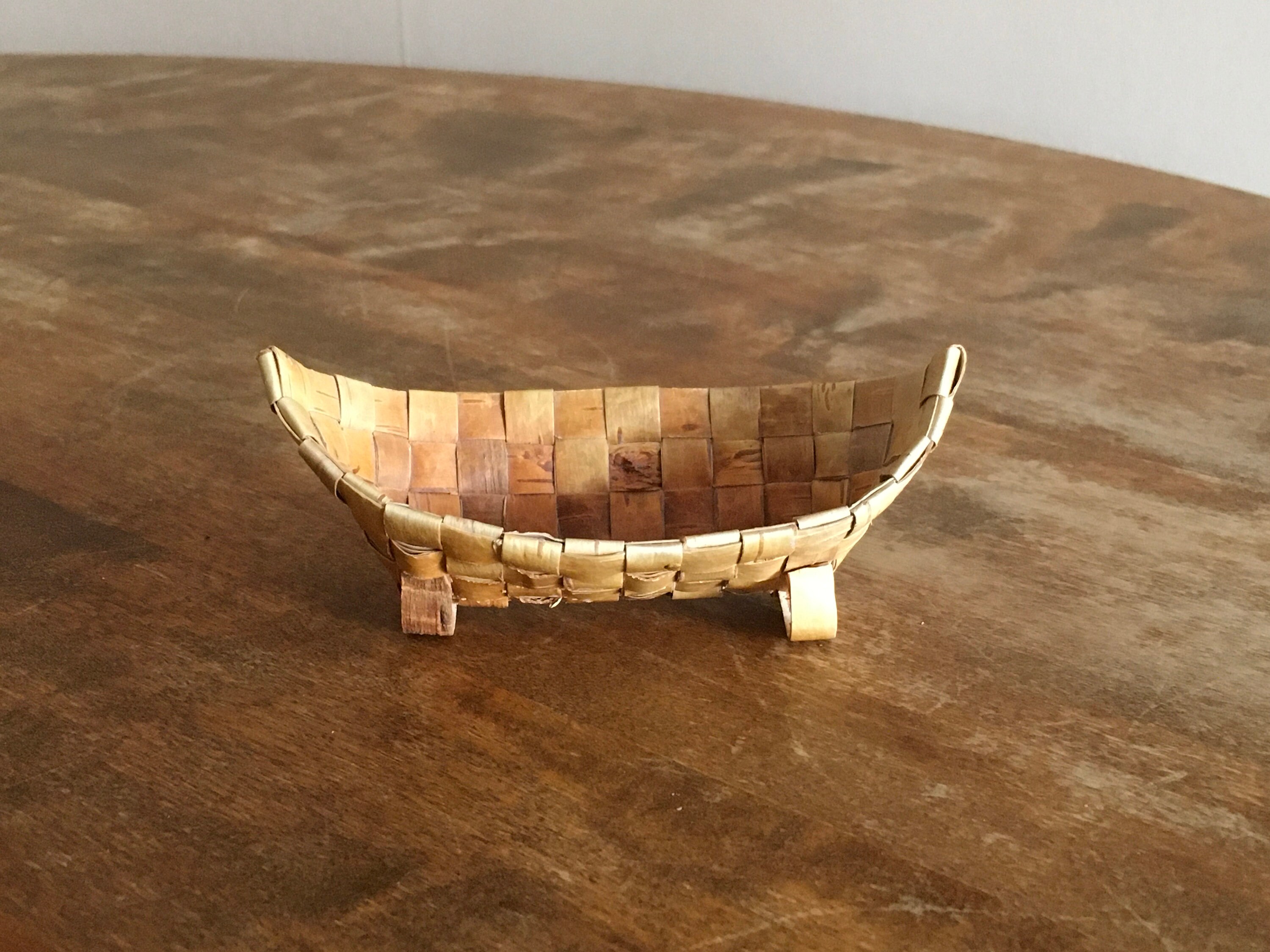 Vintage Birch Bark Boat Shaped Container - Etsy