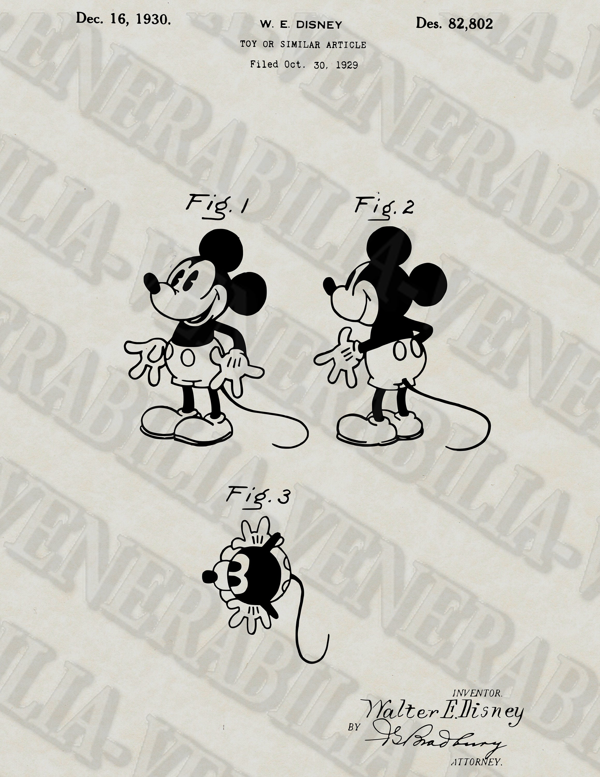 1930 Patent Mickey Mouse Instant Digital Download JPG - Etsy