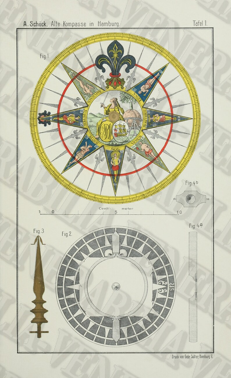 1910 Collection of 36 Vintage Compass Rose Design - Etsy