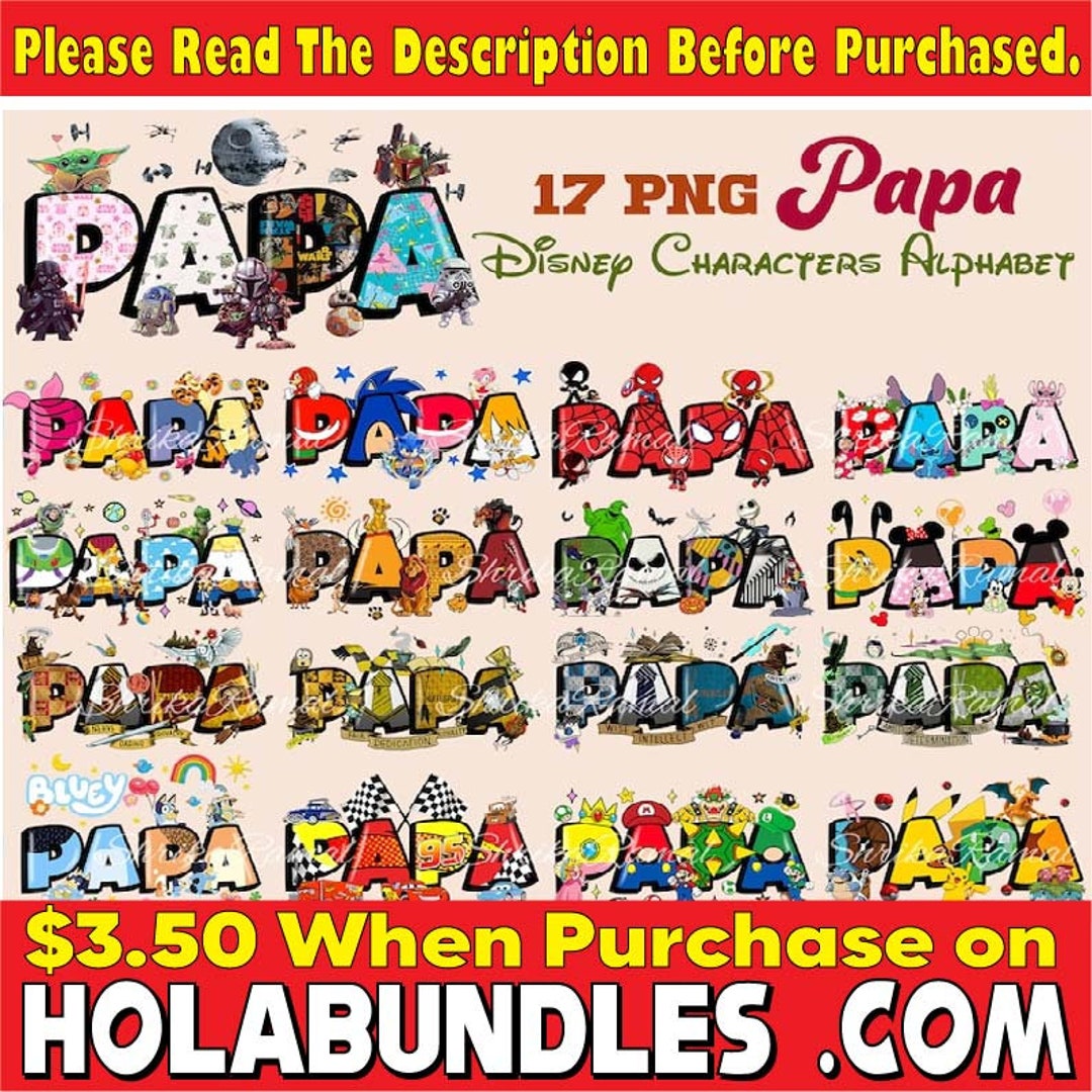17 Cartoon Papa PNG Bundle, Characters Letters Png,doodle Story Png ...