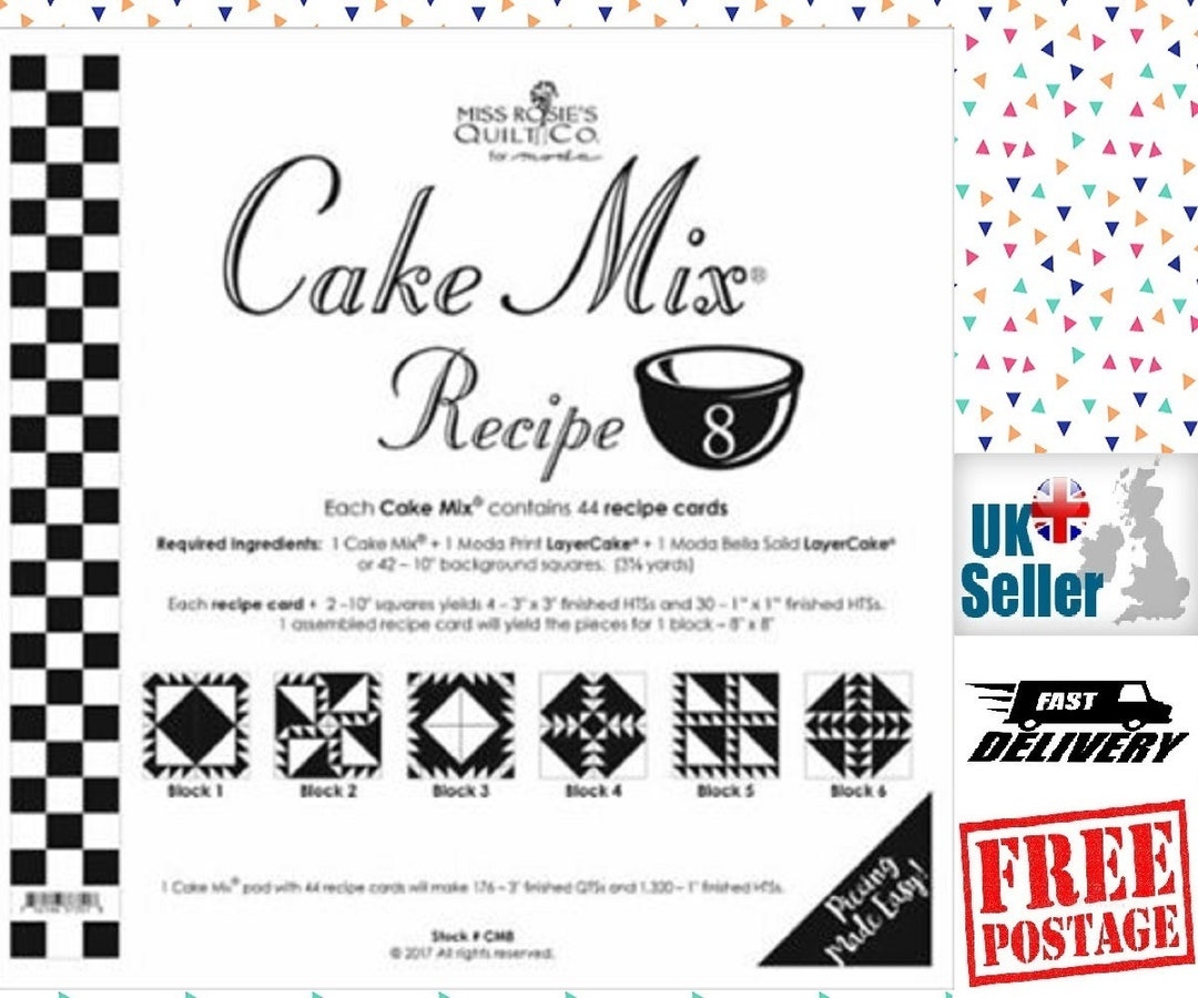MODA Cake Mix Recipe 8 (EIGHT) Foundation Paper for Layer Cake / 10 ...