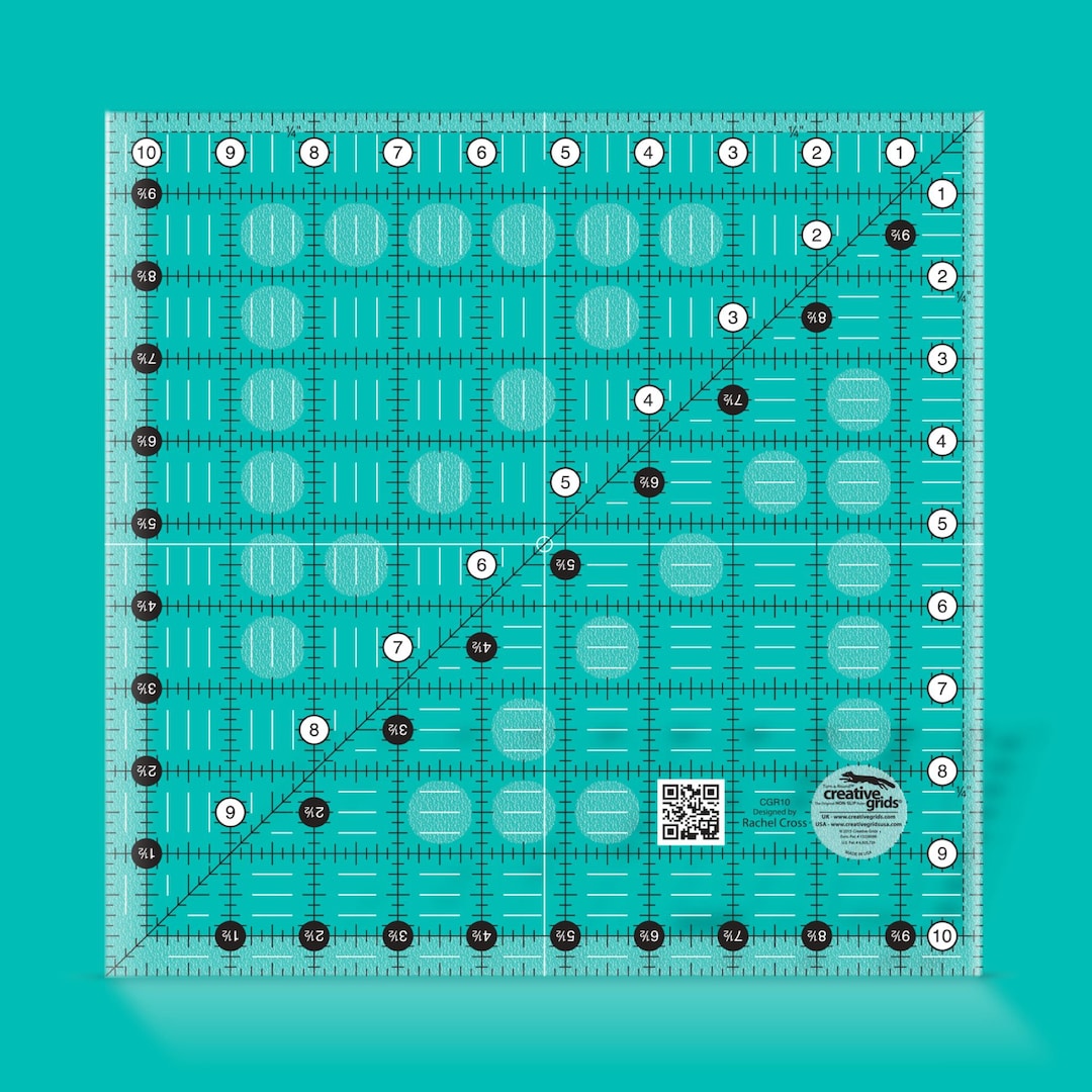 Creative Grids 10.5" X 10.5" Square Quilting Ruler CGR10. Turn-a-round ...