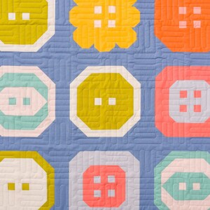 Buttoned up Quilt Pattern by Pen and Paper Designs. Large Throw Measures 65.5 X 77.5 Inch Quilt ...